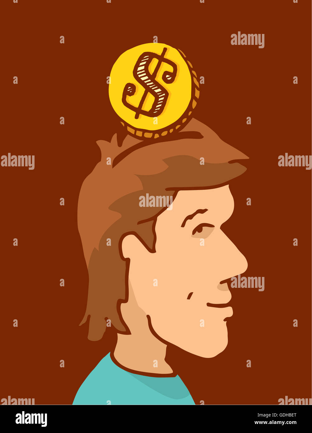 Cartoon illustration man coin head hi-res stock photography and images ...
