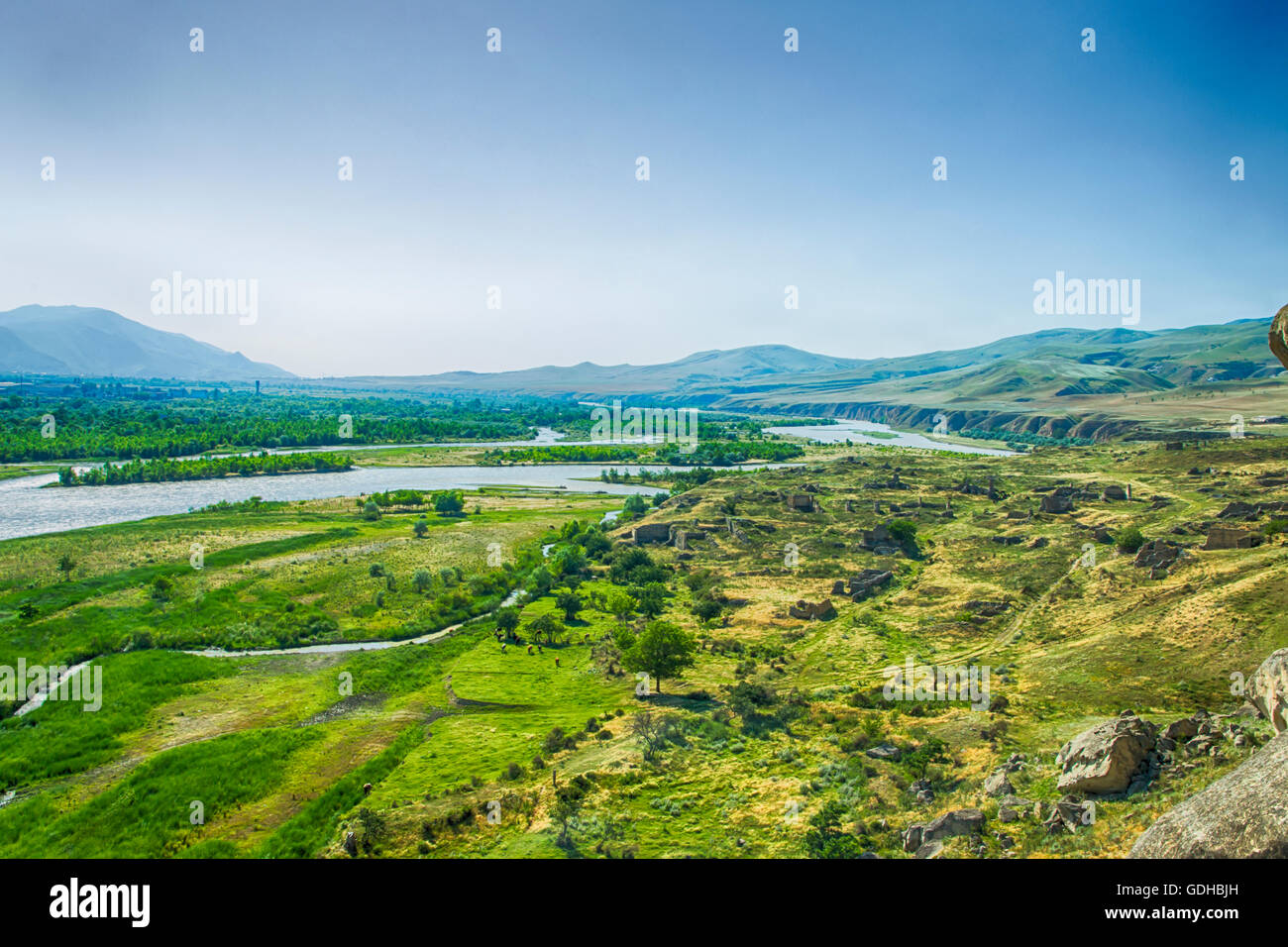 landscape river mountain plateau summer nature Stock Photo - Alamy