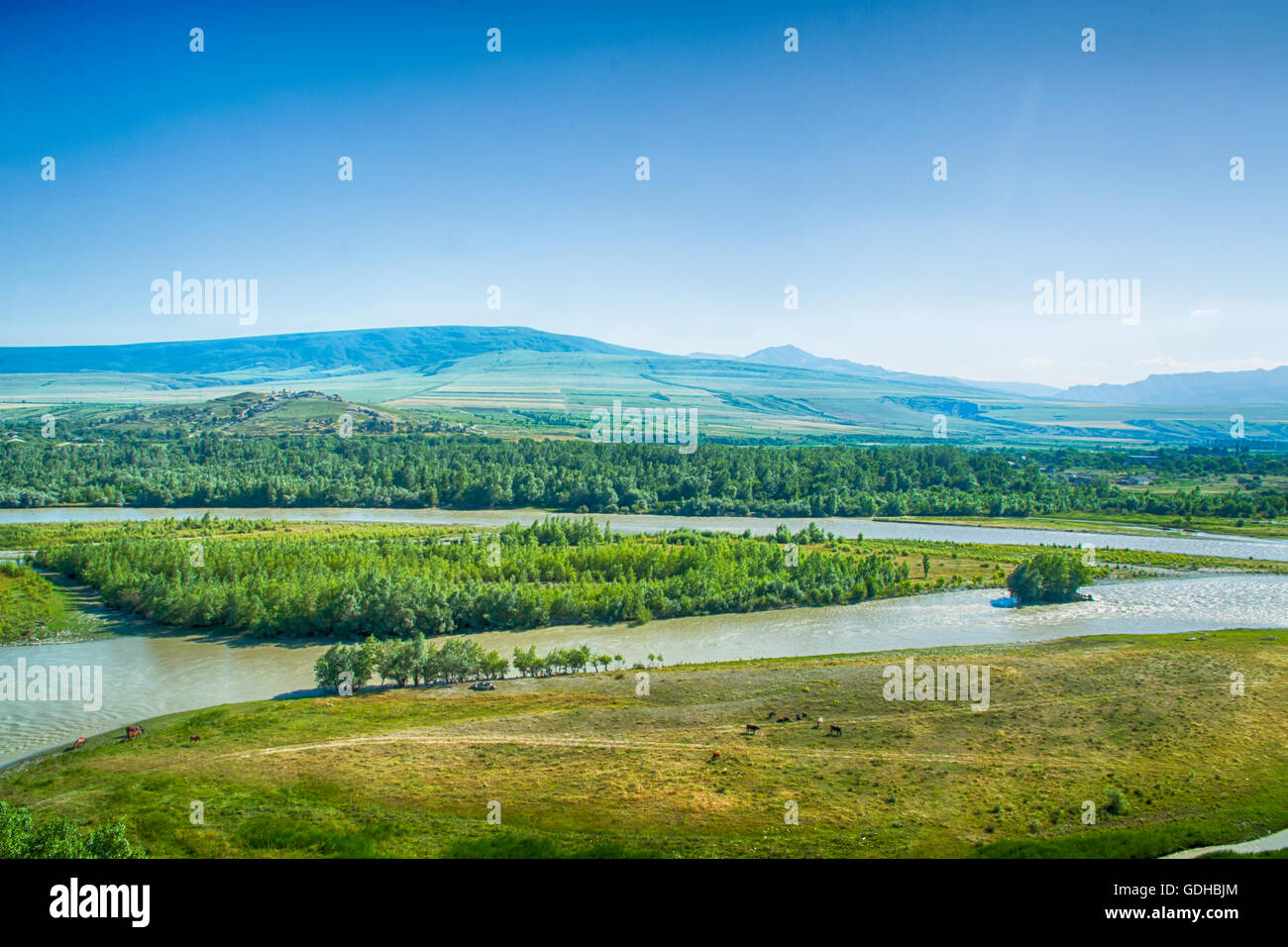 landscape river mountain plateau summer nature Stock Photo - Alamy