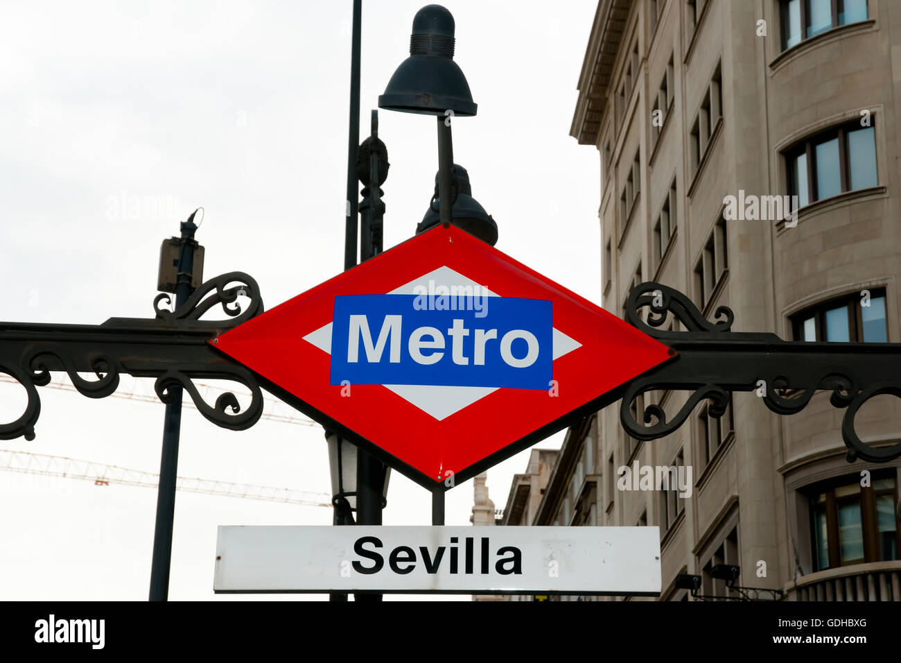 Sevilla Station Metro Sign - Madrid - Spain Stock Photo - Alamy