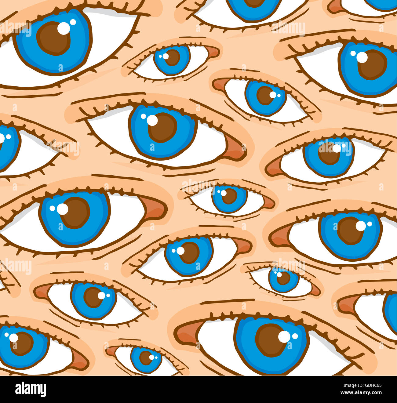 Cartoon illustration of multiple eye texture looking together Stock ...