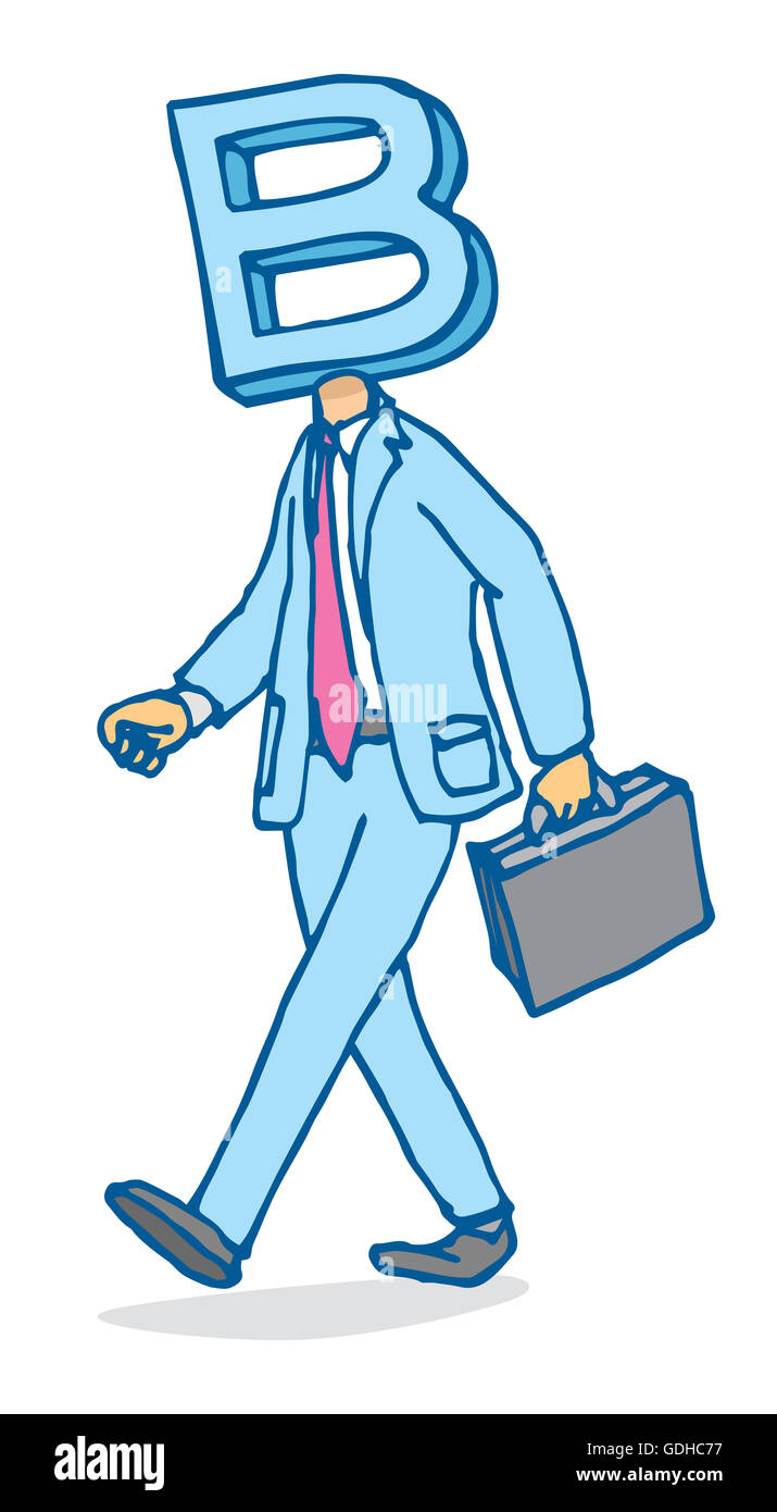 Cartoon illustration of businessman walking with business on his mind ...