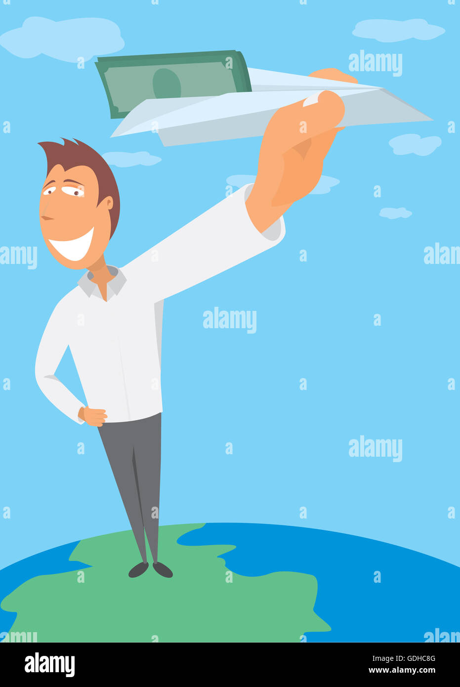 Cartoon illustration happy man sending hi-res stock photography and ...