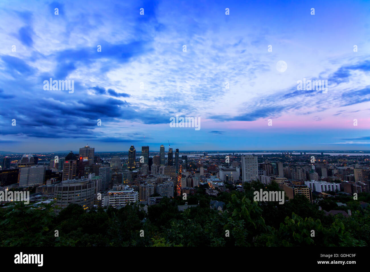 Full Moon over Montreal Stock Photo - Alamy