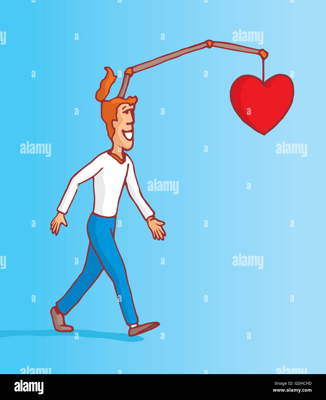 Cartoon illustration man walking heart hi-res stock photography and ...