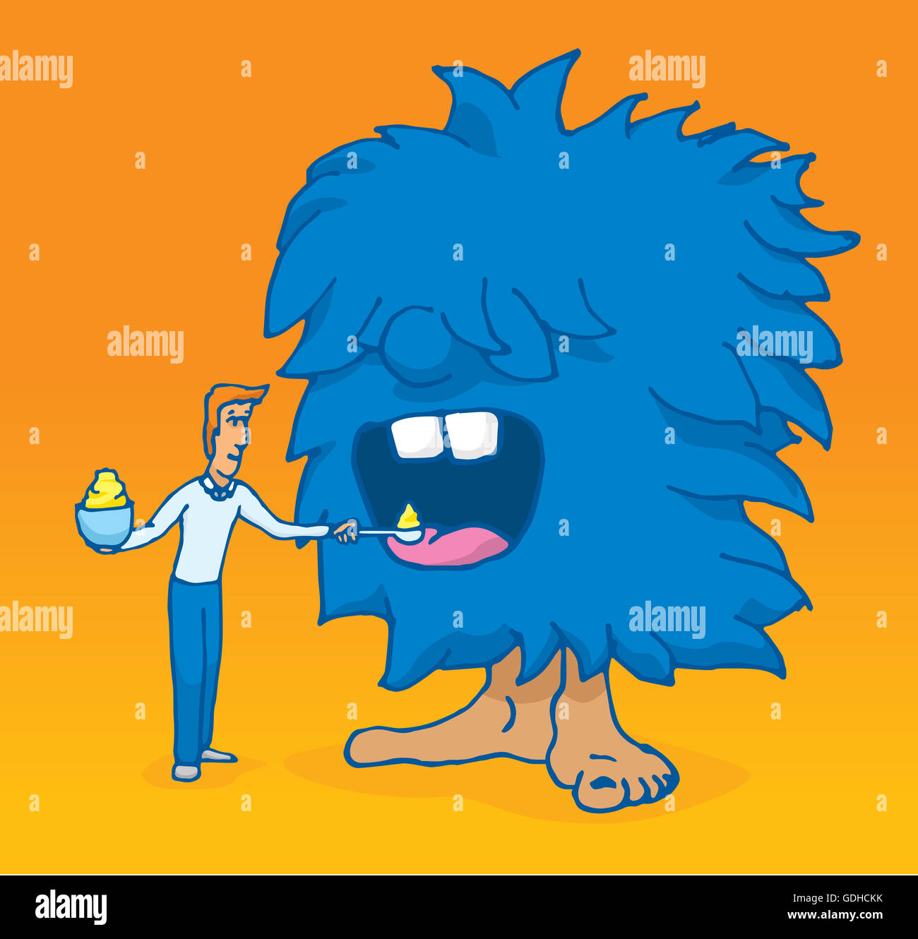 Cartoon illustration man feeding funny hi-res stock photography and ...