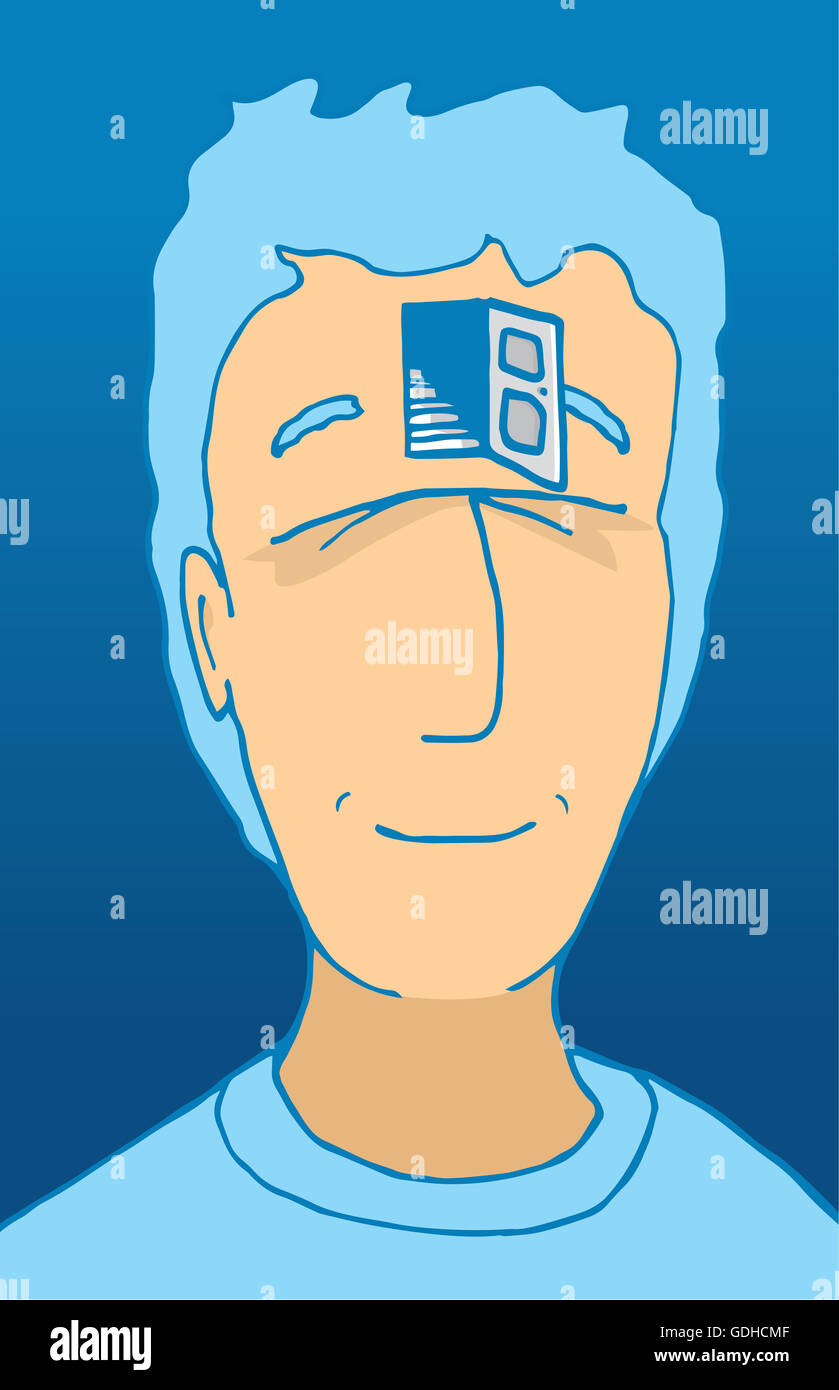 Cartoon illustration man closed mind hi-res stock photography and ...