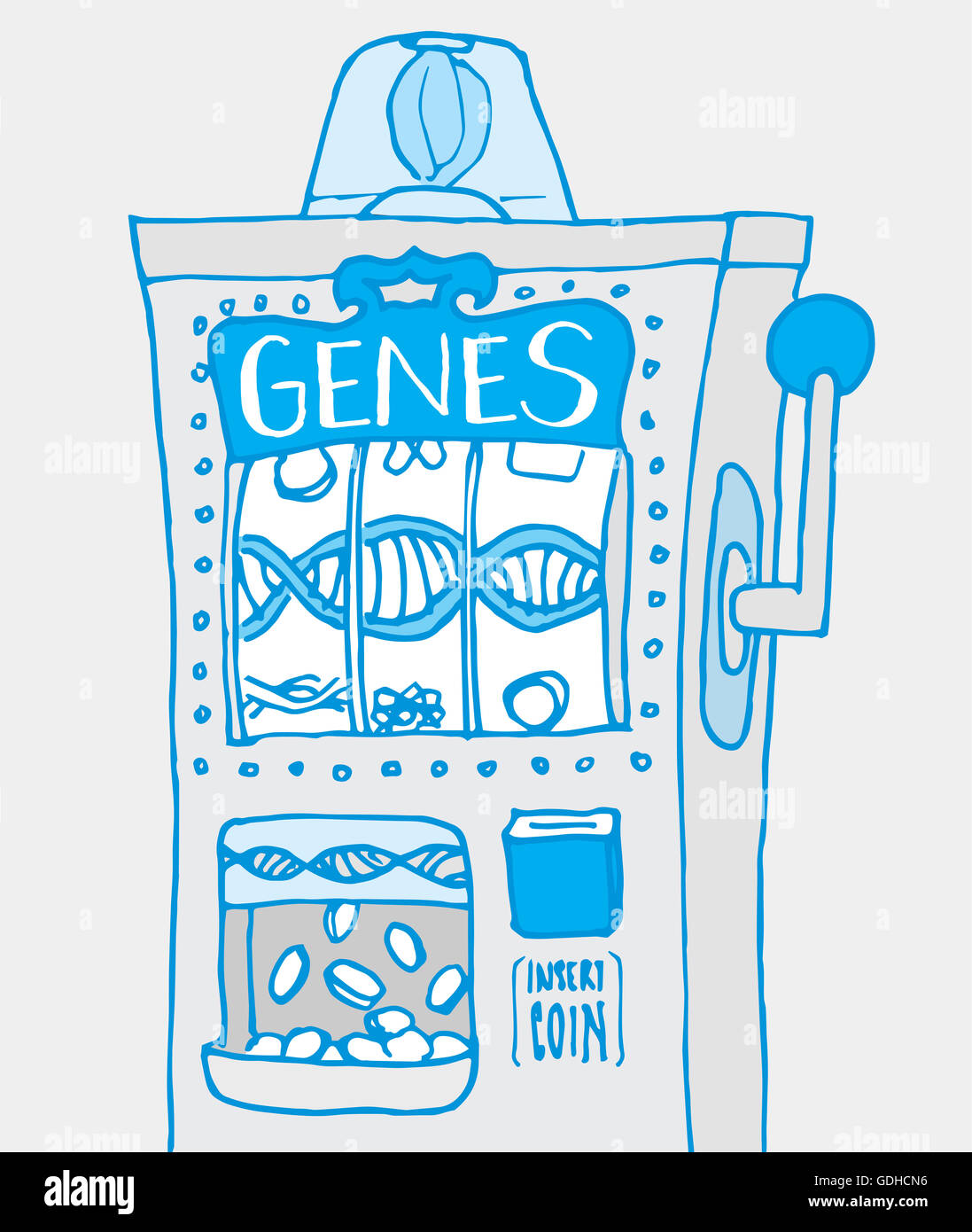Cartoon illustration of mixing genes on funny slot machine Stock Photo ...