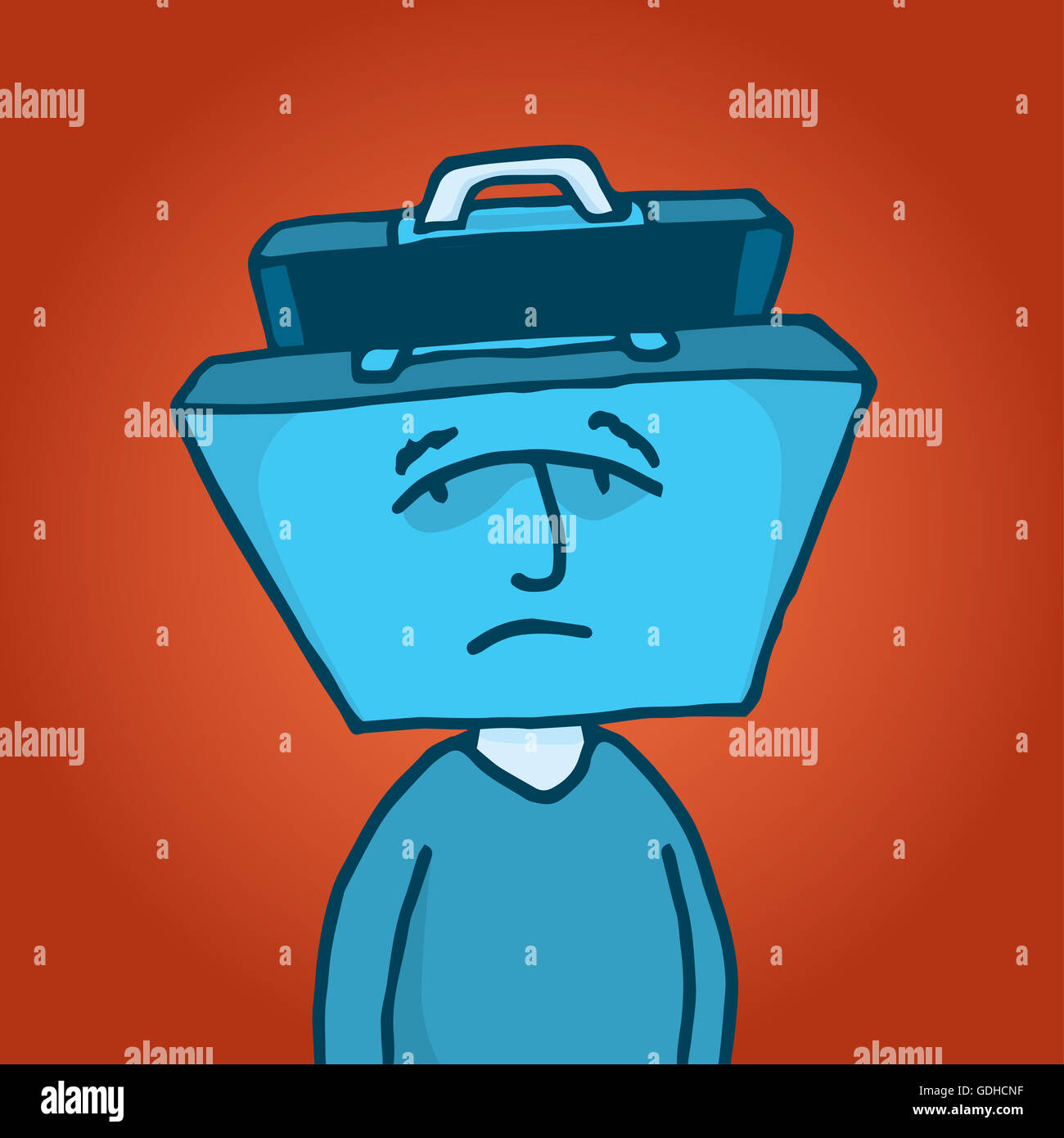 Cartoon illustration of a portfolio head man depressed about his ...