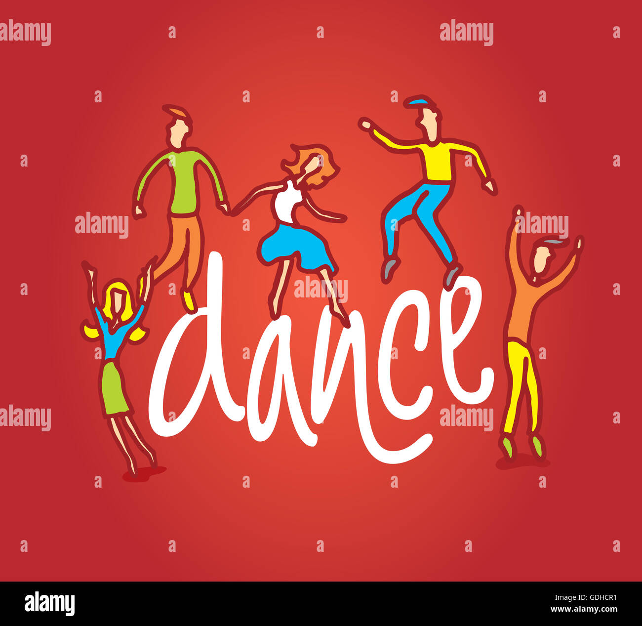 Cartoon illustration happy people dancing hi-res stock photography and ...