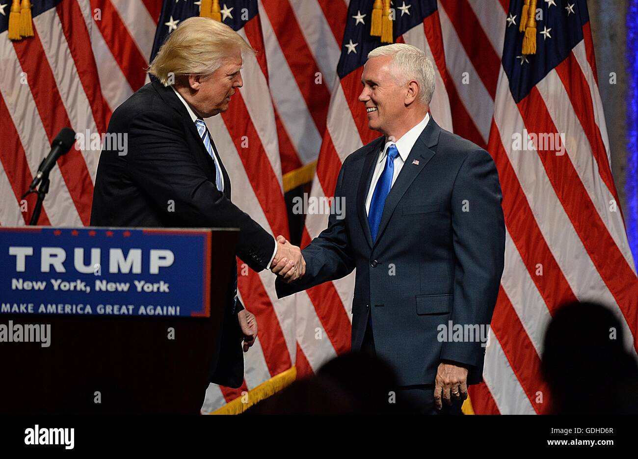 New York, NY, USA. 16th July, 2016. Donald Trump, Mike Pence in ...