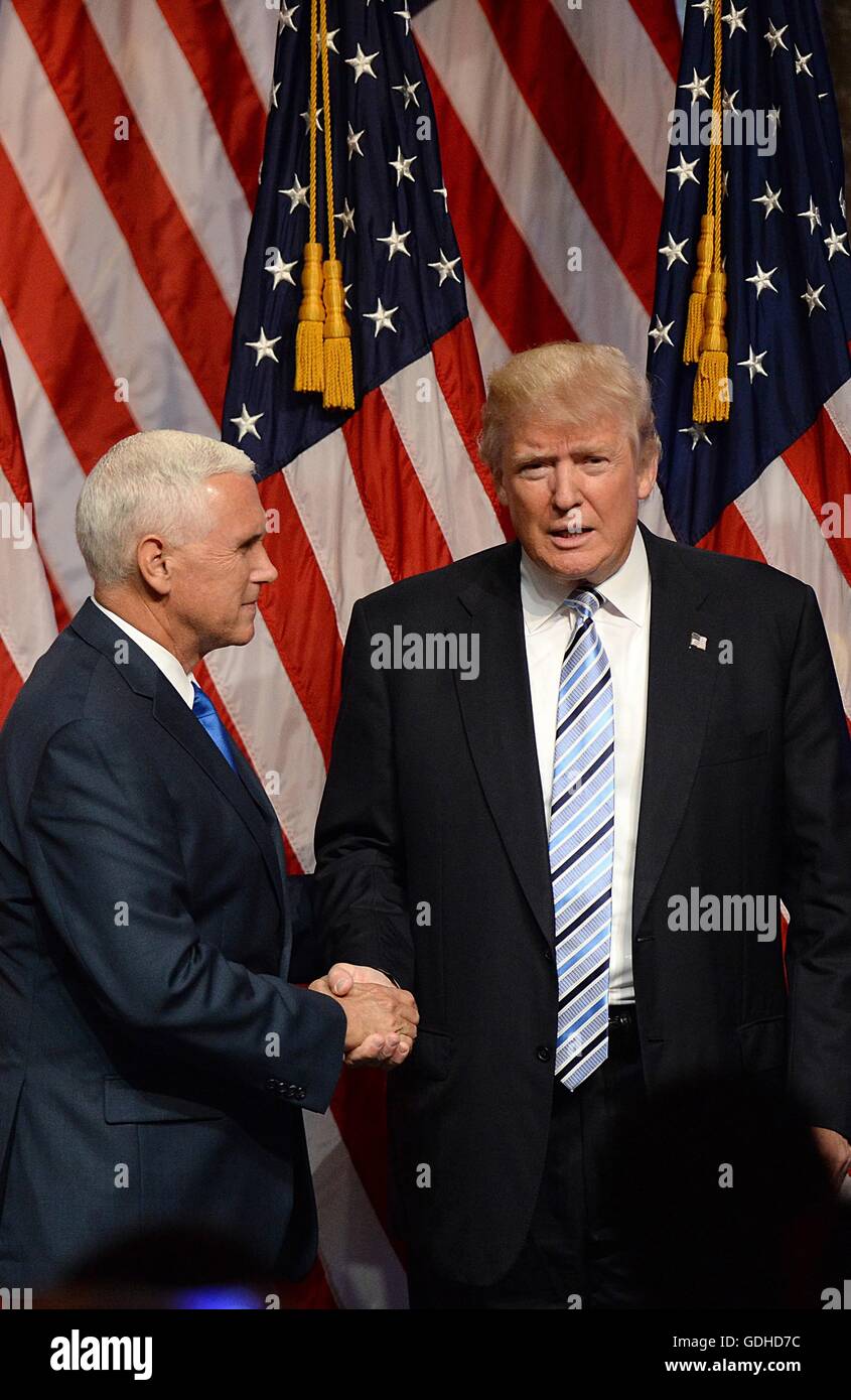 New York, NY, USA. 16th July, 2016. Mike Pence, Donald Trump in ...