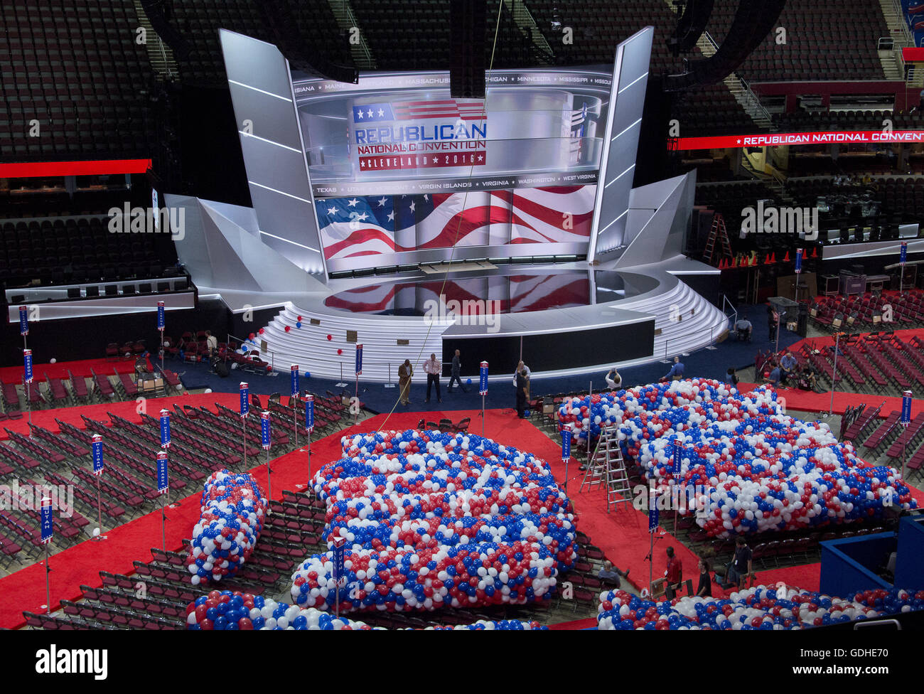 Cleveland, Ohio, USA. 15th July, 2016. Balloons for the celebration on ...