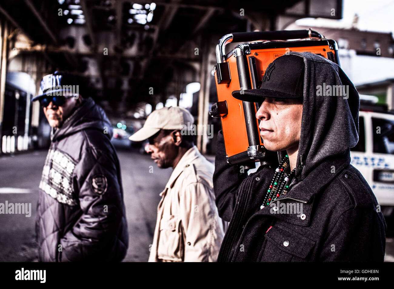 New York, New York, USA. 31st Mar, 2016. Rapper Adrian walks with his ...