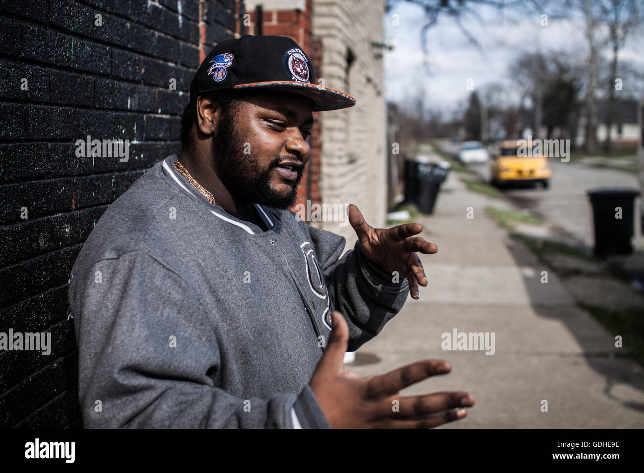 Detroit, Michigan, USA. 4th Apr, 2016. MC Tabash Bash is explaining his ...