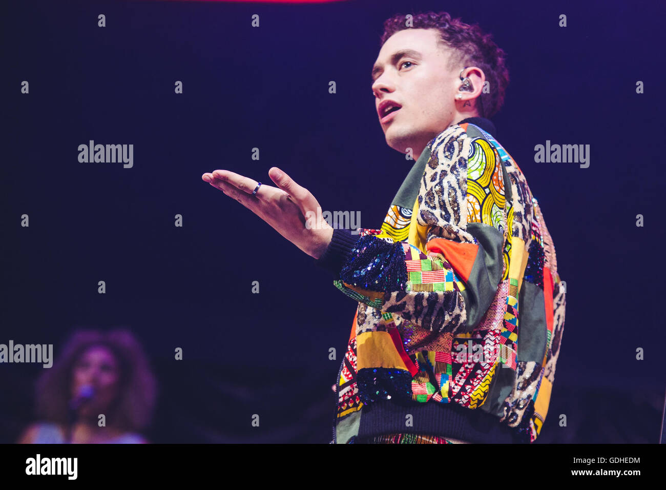 Manchester, UK. July 16, 2016 - Olly Alexander, Mikey Goldsworthy and ...