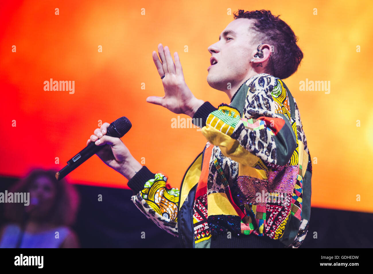 Manchester, UK. July 16, 2016 - Olly Alexander, Mikey Goldsworthy and ...