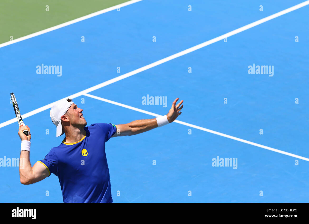 Kyiv, Ukraine. 15th July, 2016. Illya MARCHENKO of Ukraine serves ...