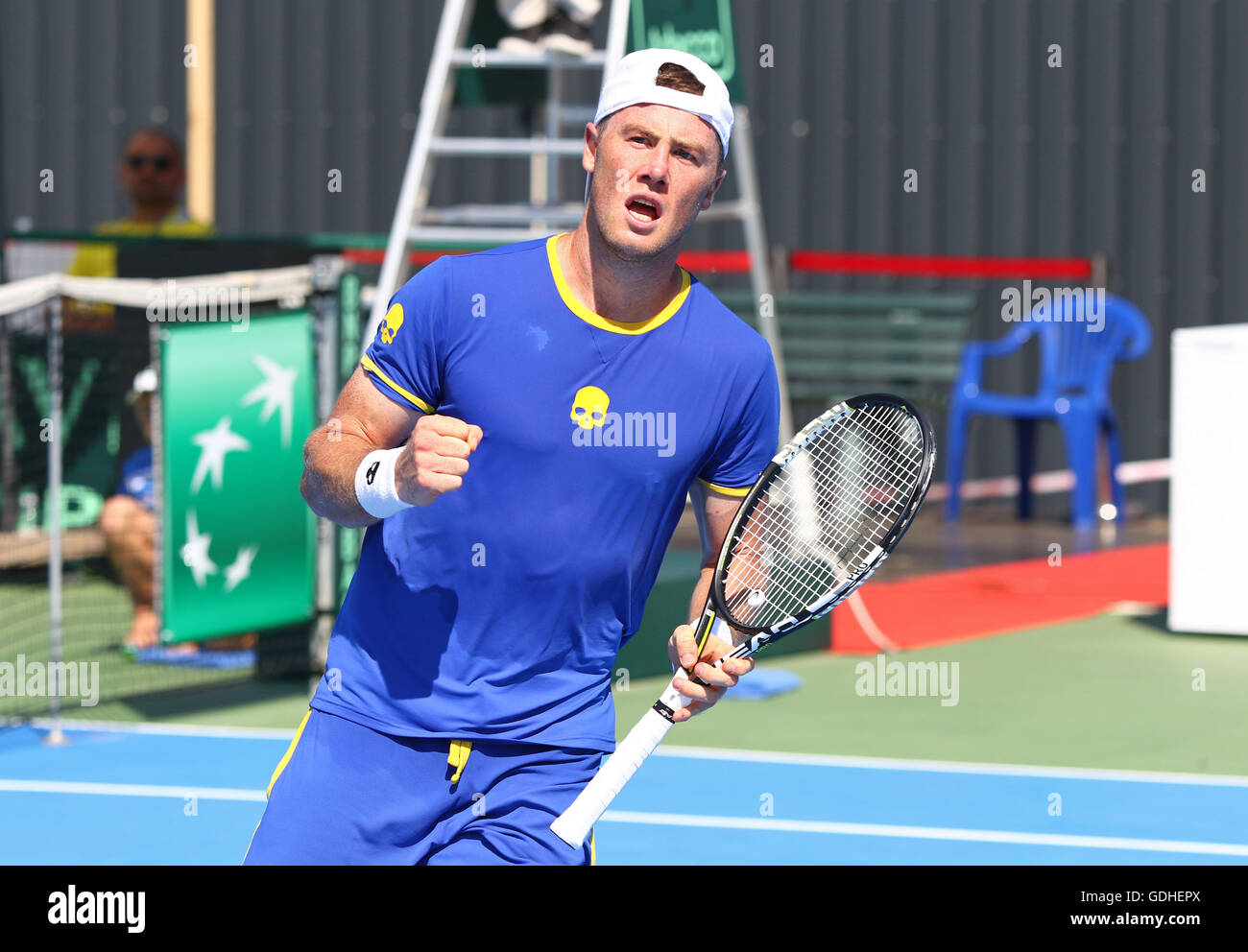 Kyiv, Ukraine. 15th July, 2016. Illya MARCHENKO of Ukraine reacts after ...