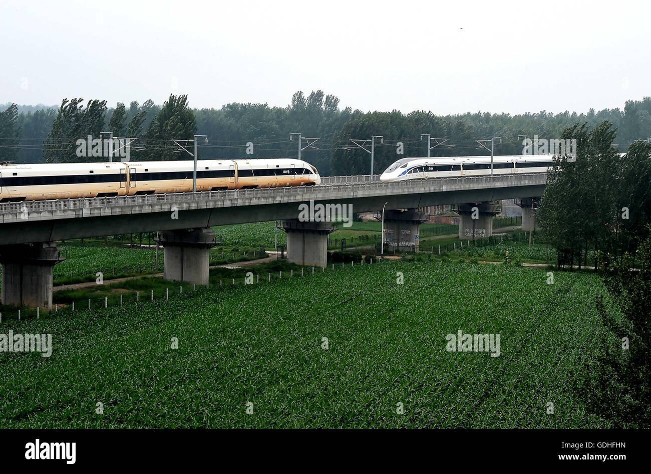 Beijing, China. 15th July, 2016. Chinese bullet trains "Golden Phoenix ...