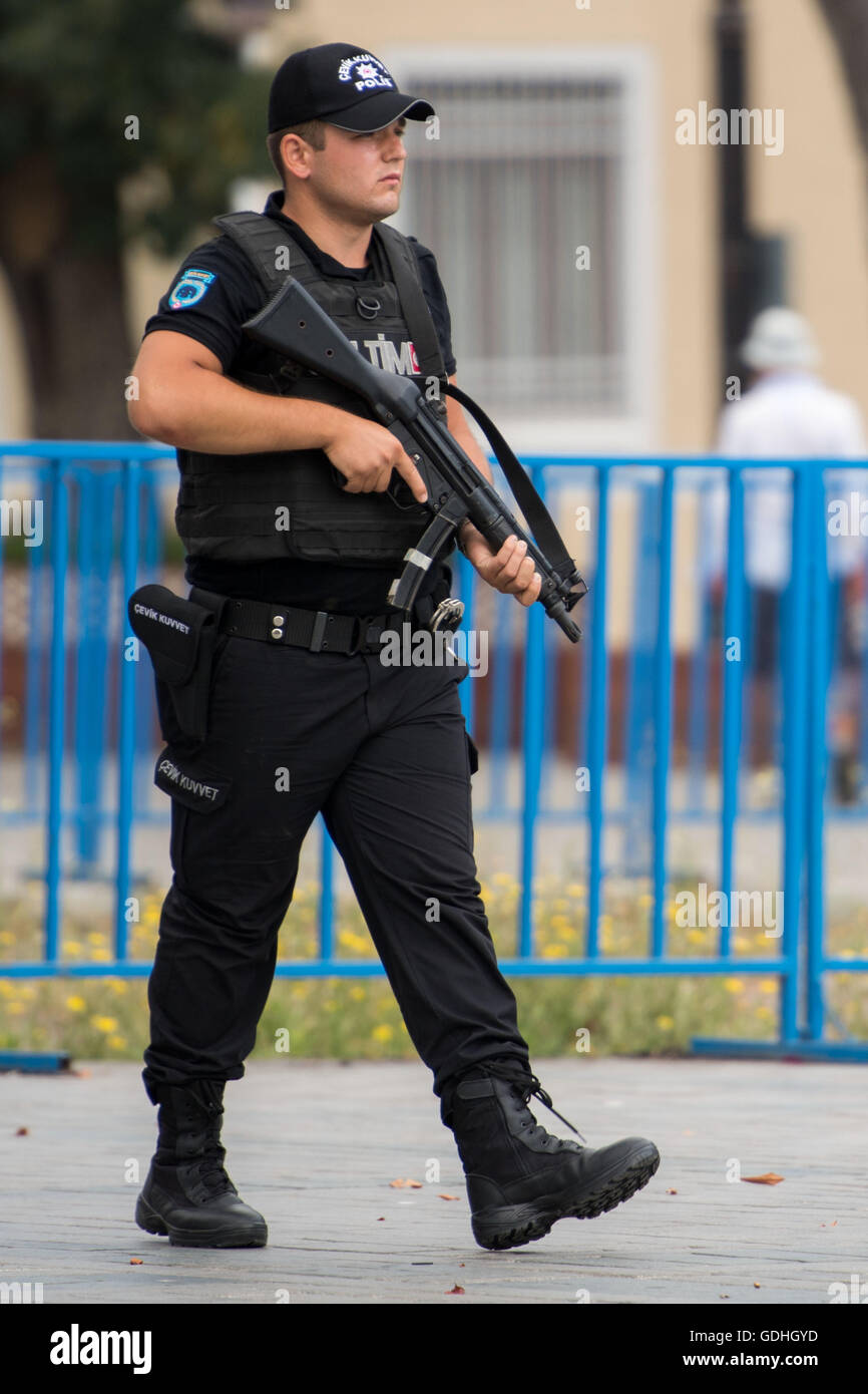 Istanbul, Turkey. 16th July, 2016. A police officer patrols in the ...