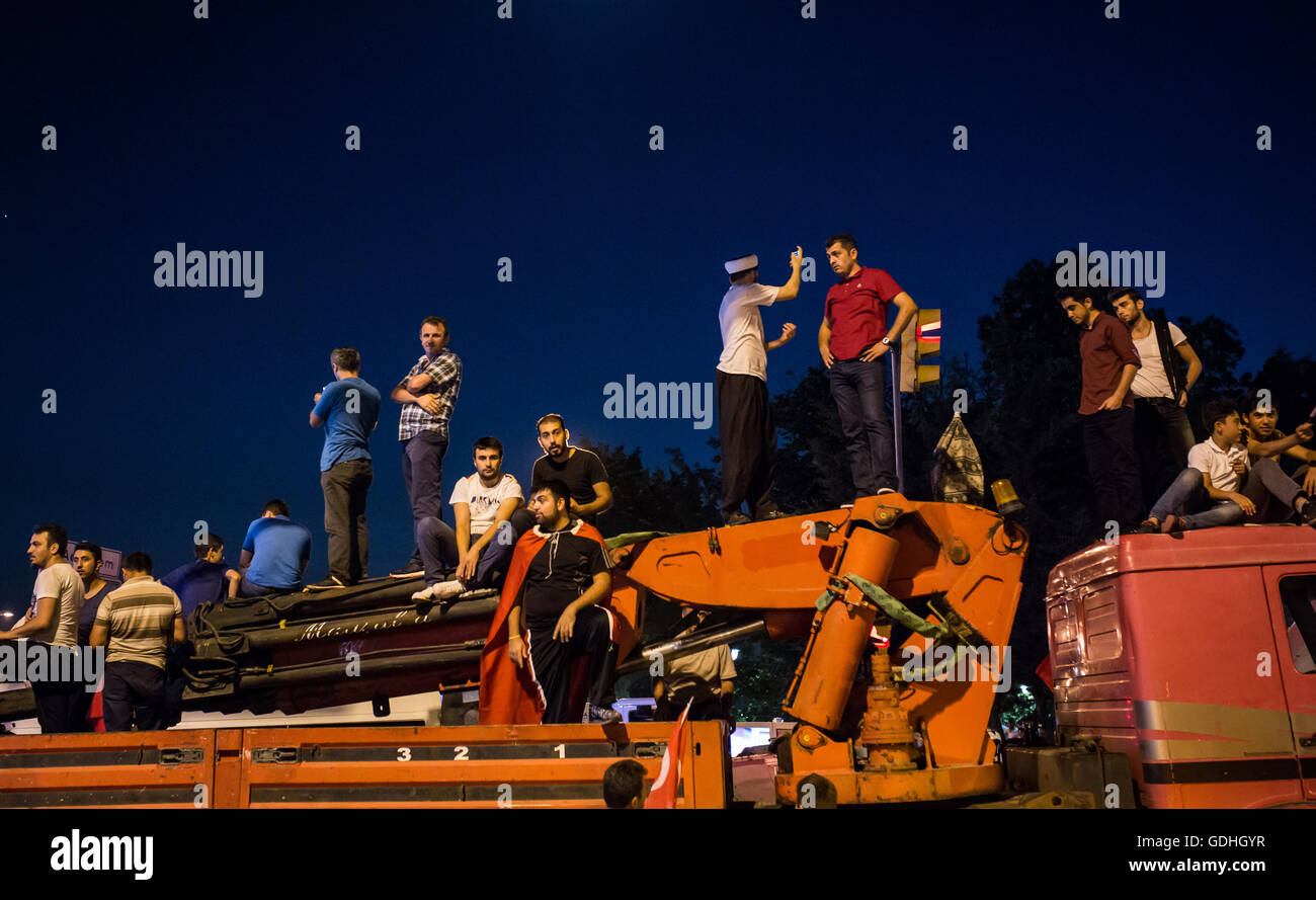 Istanbul, Turkey. 16th July, 2016. People gathered in Istanbul on July ...