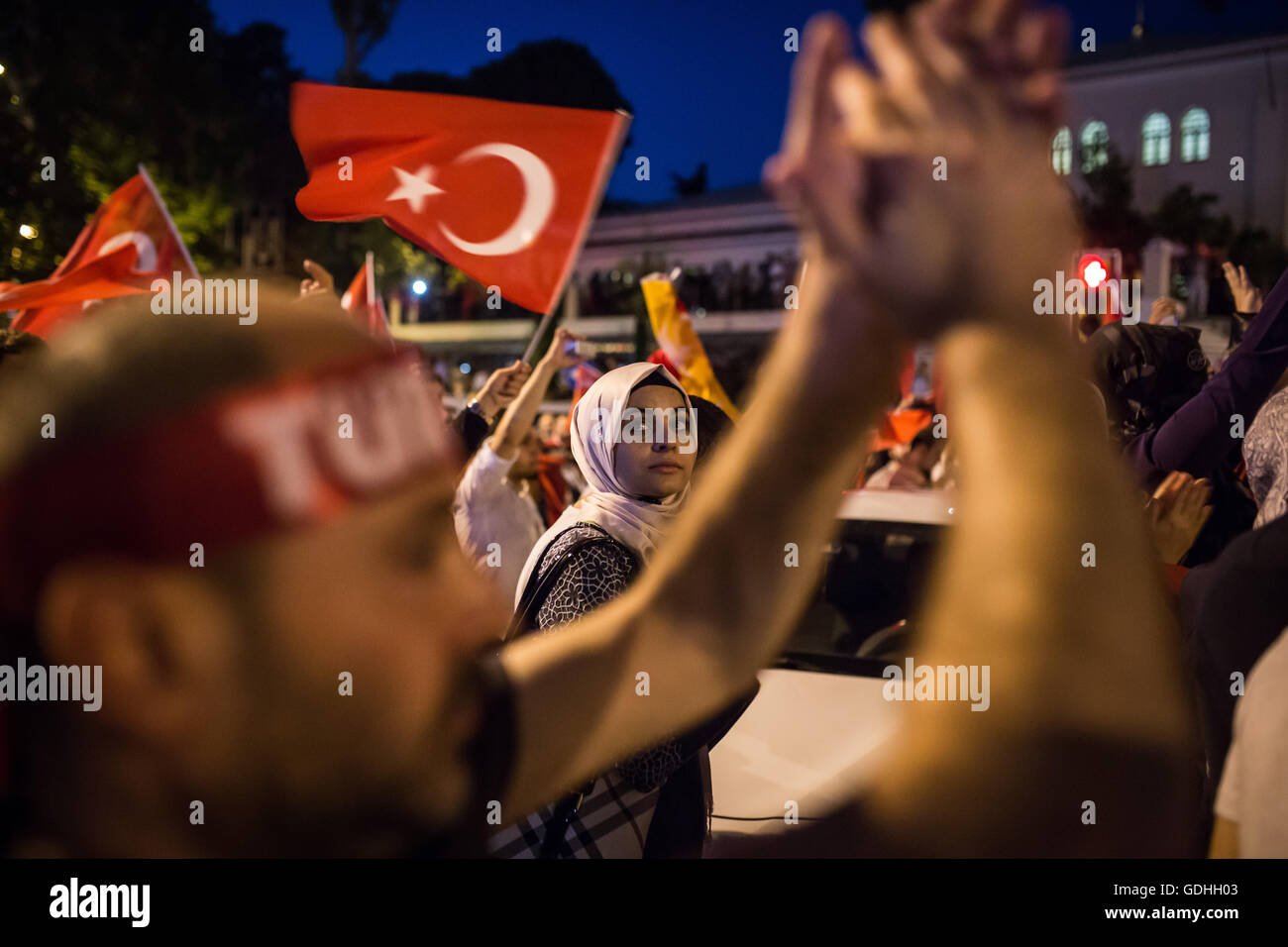 Istanbul, Turkey. 16th July, 2016. People gathered in Istanbul on July ...
