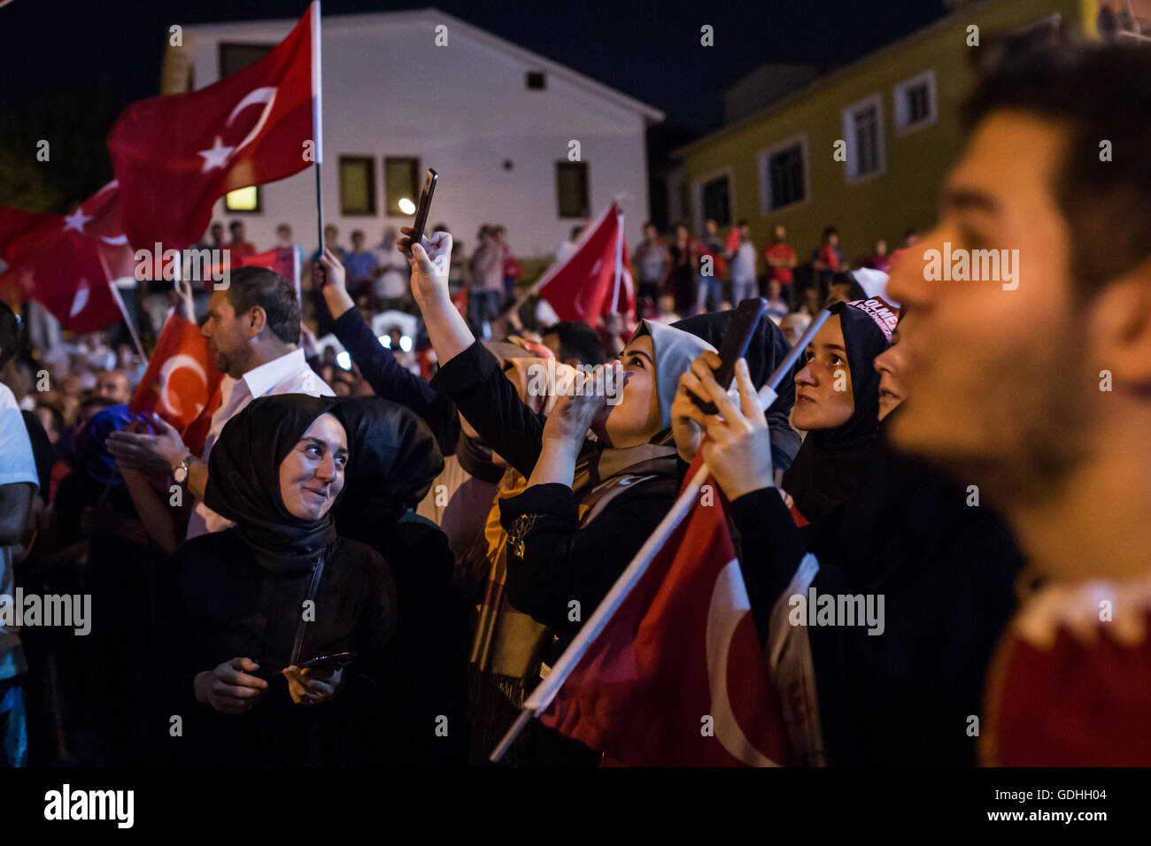 Istanbul, Turkey. 16th July, 2016. People gathered in Istanbul on July ...