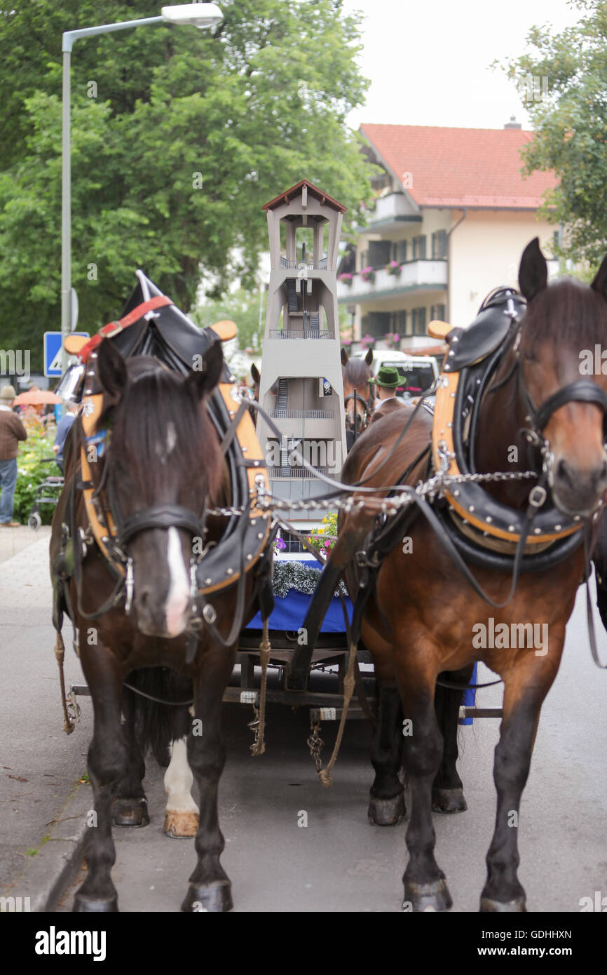 Hausham, Germany, 07.17.2016: pageant 50 years mine closure in Hausham ...