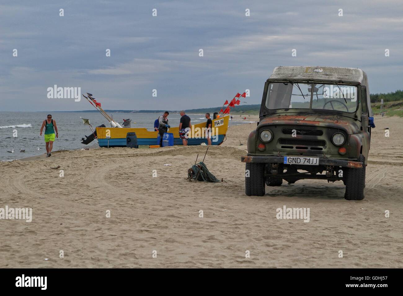 Piaski, Poland 17th, July 2016 Fishermen in Piaski return from the ...