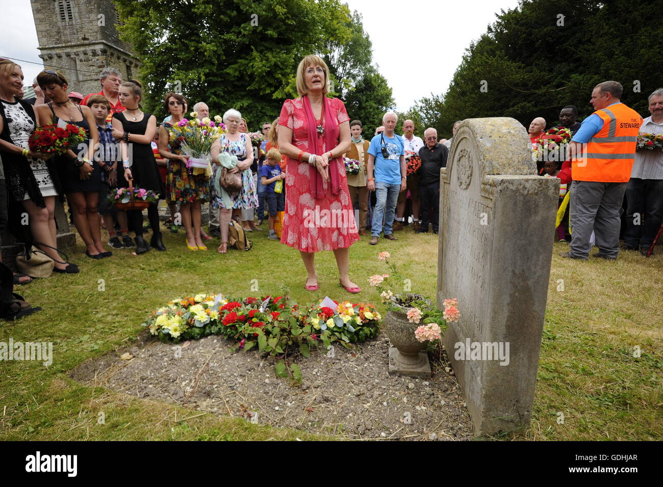 Tolpuddle Martyrs Rally, Dorset, UK. 17th July 2016. Wreaths being ...