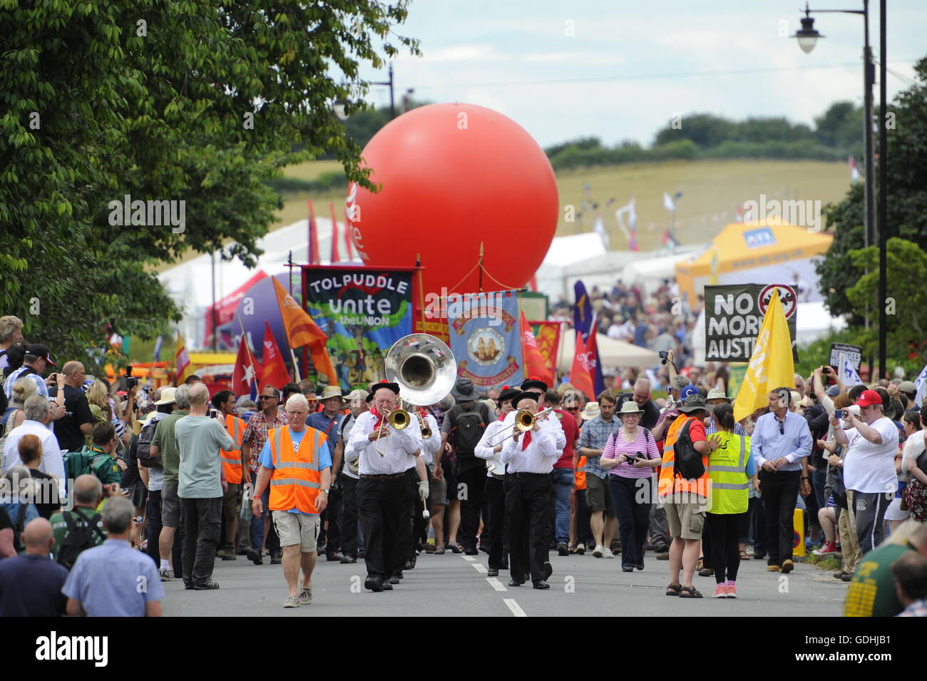 Tolpuddle Martyrs Rally, Dorset, UK. 17th July 2016. The parade ...
