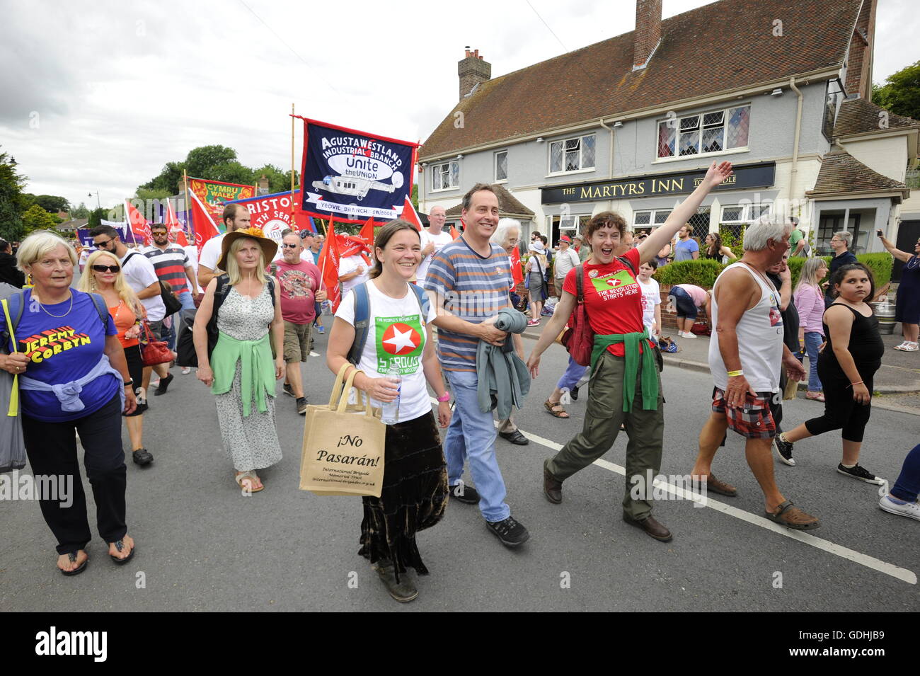 Tolpuddle Martyrs Rally, Dorset, UK. 17th July 2016. The parade passes ...