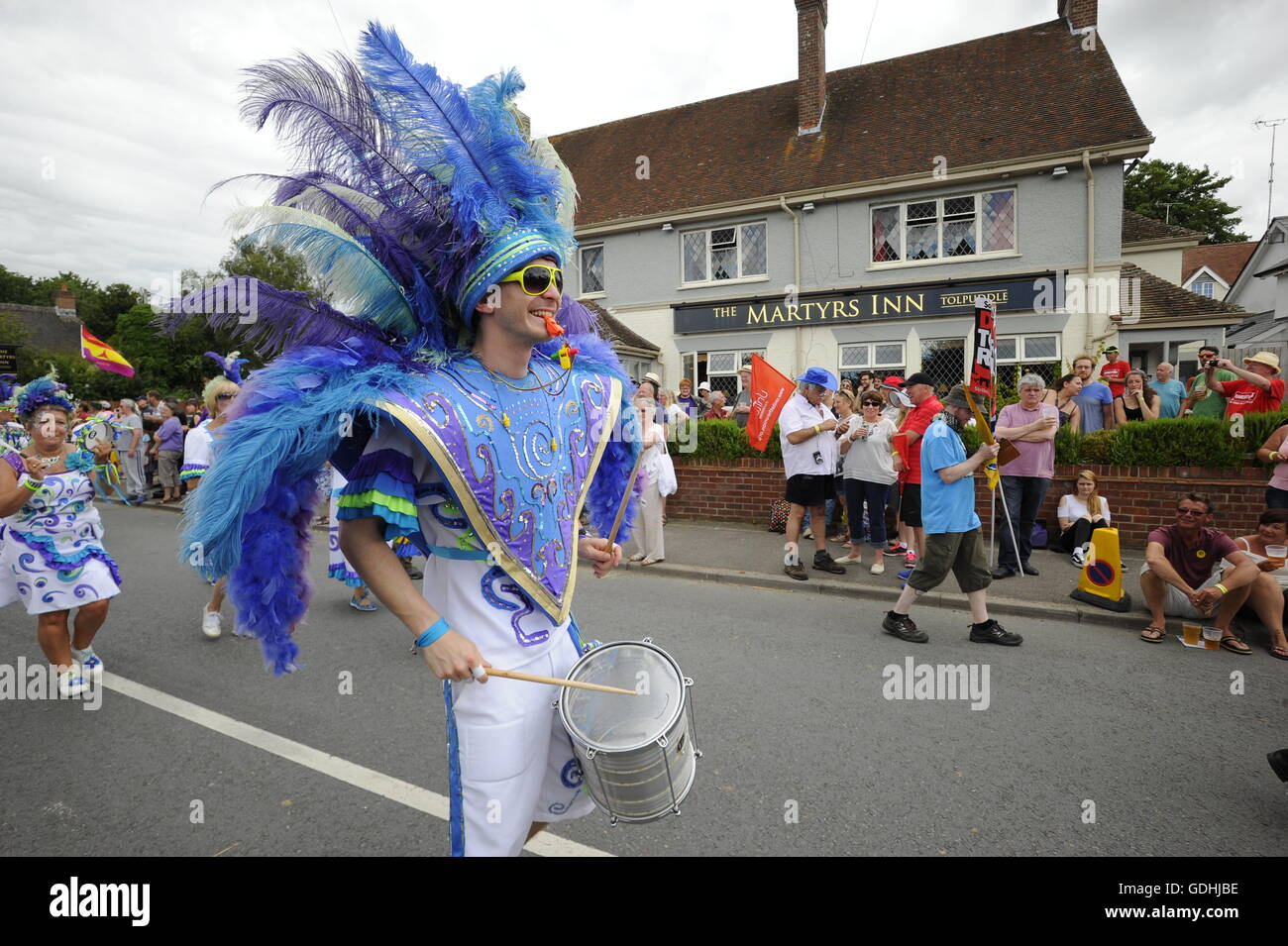 Tolpuddle Martyrs Rally, Dorset, UK. 17th July 2016. The parade passes ...