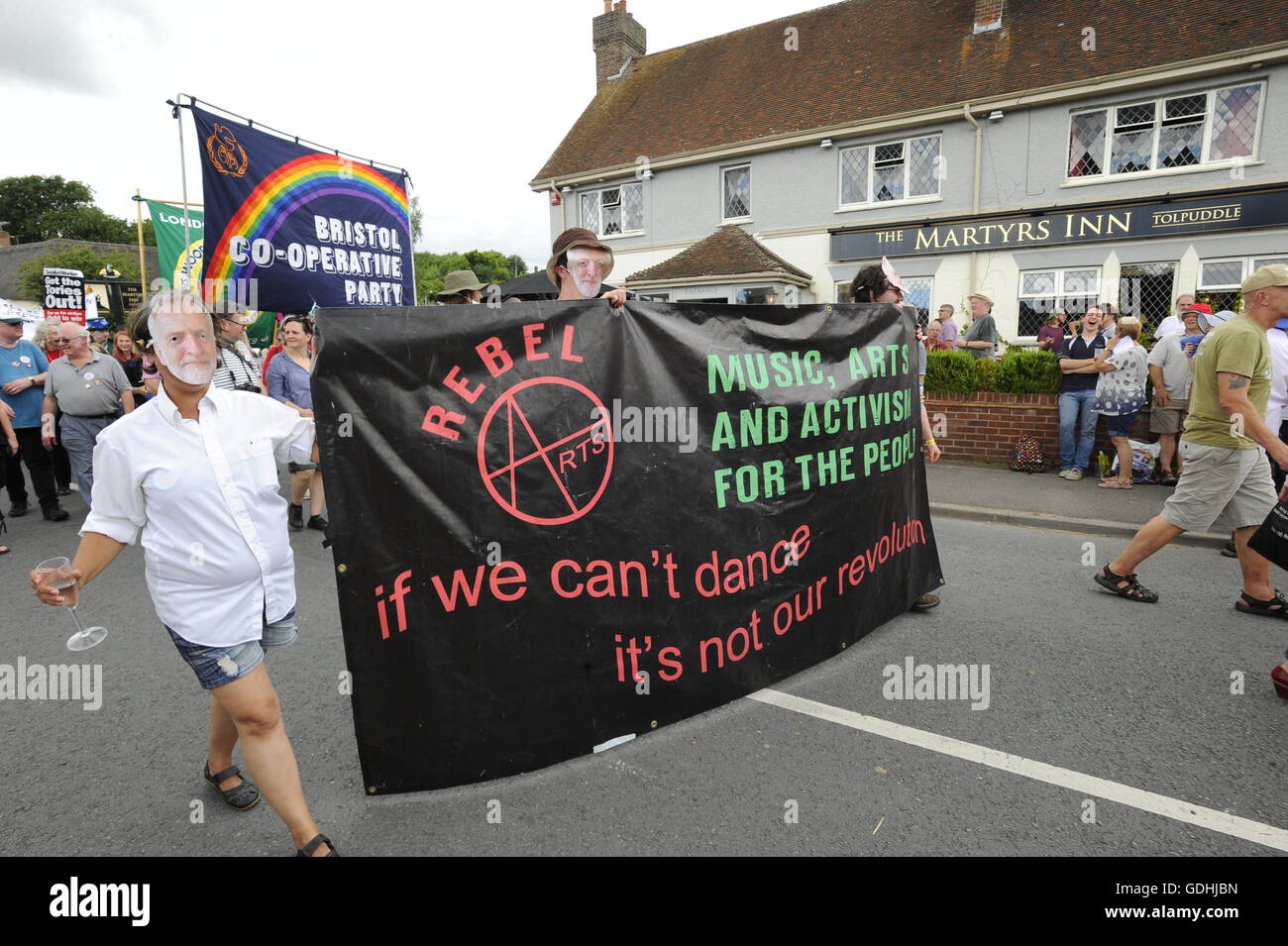 Tolpuddle Martyrs Rally, Dorset, UK. 17th July 2016. The parade passes ...