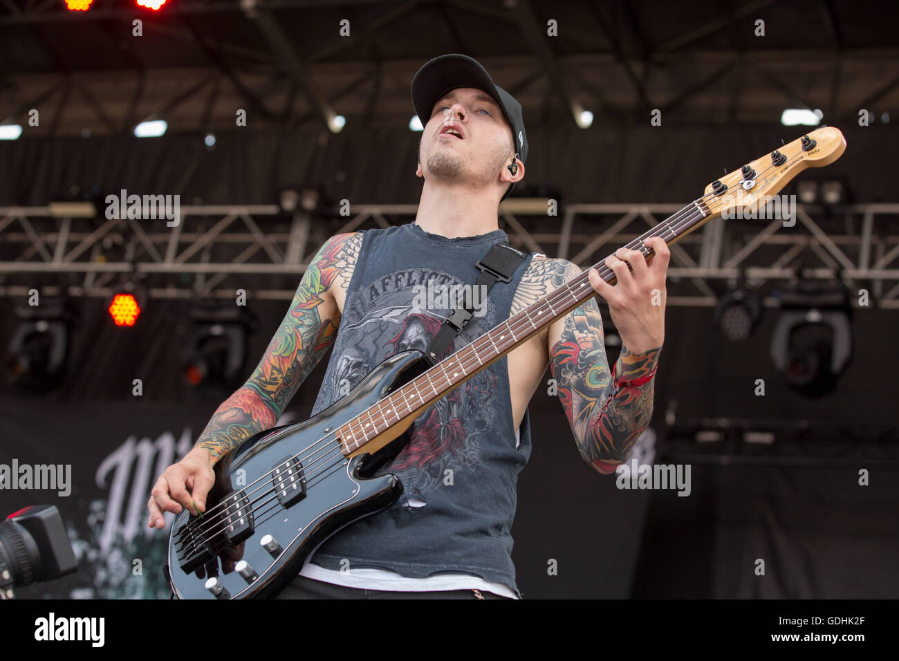 Chicago, Illinois, USA. 16th July, 2016. RYAN NEFF of Miss May I performs live at Toyota Park ...