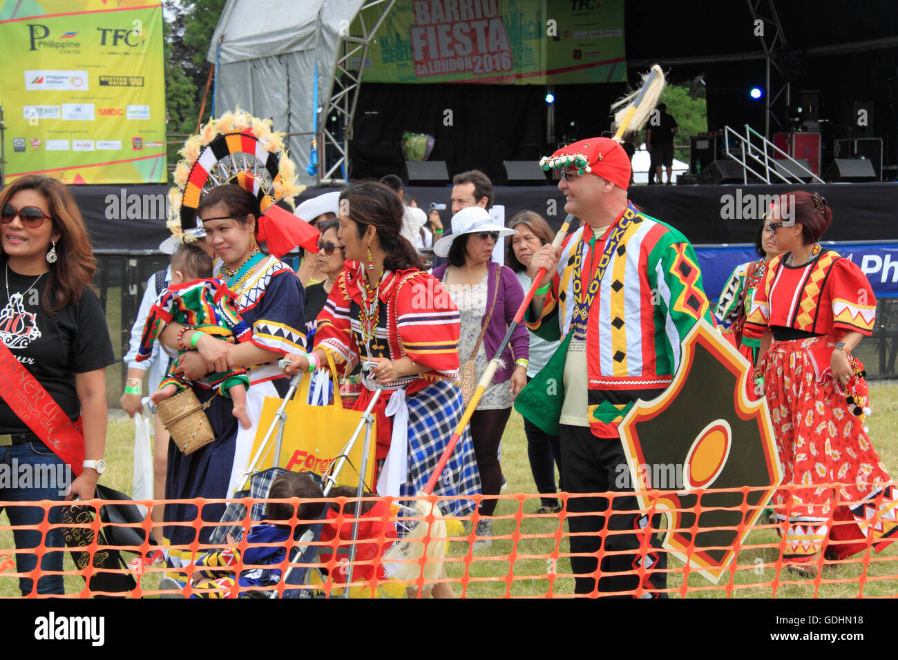 Costumed performers parade. Barrio Fiesta sa London 2016. 16th and 17th ...