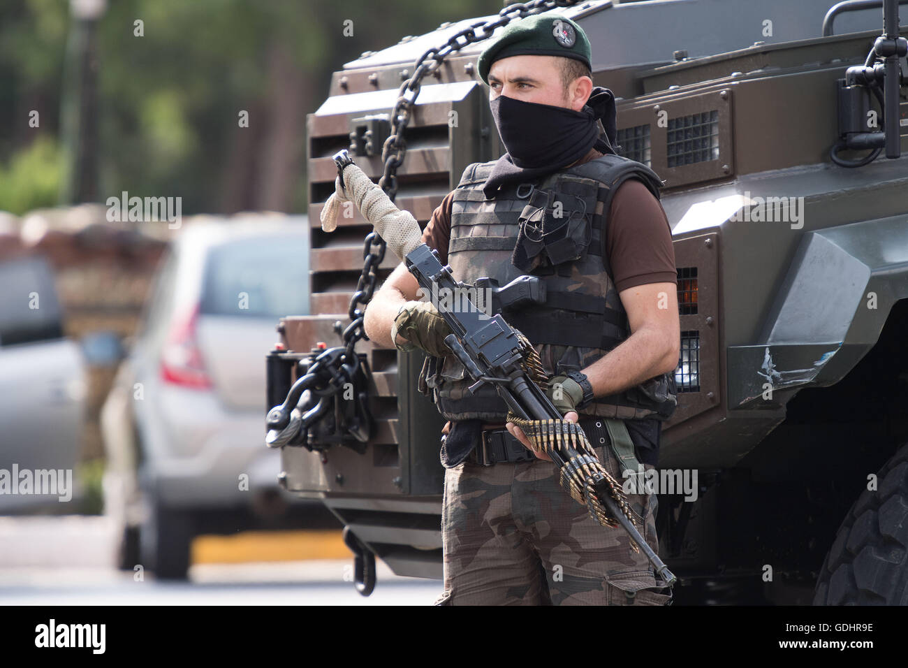 Istanbul, Turkey. 18th July, 2017. A special police officer stands ...