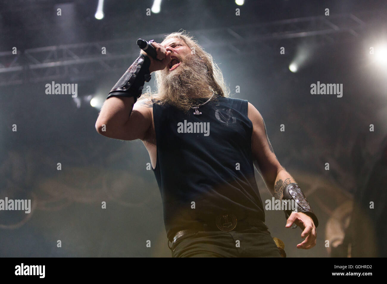 Singer Johan Hegg from Swedish band Amon Amarth performs at the ...