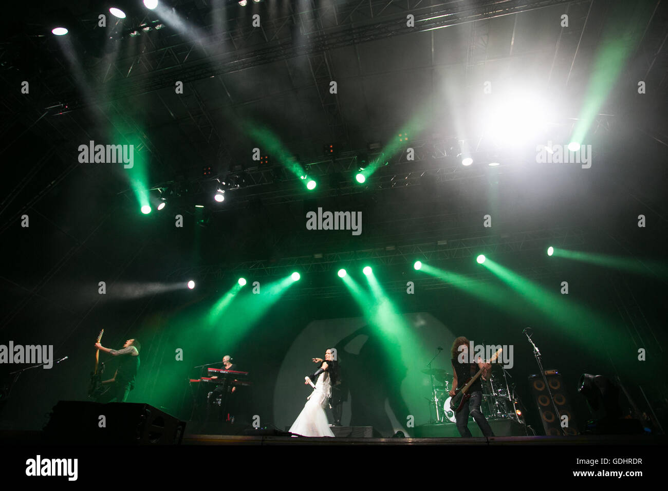 From left: guitarist Alex Scholpp, drummer Ralf Gustke, Finnish singer ...