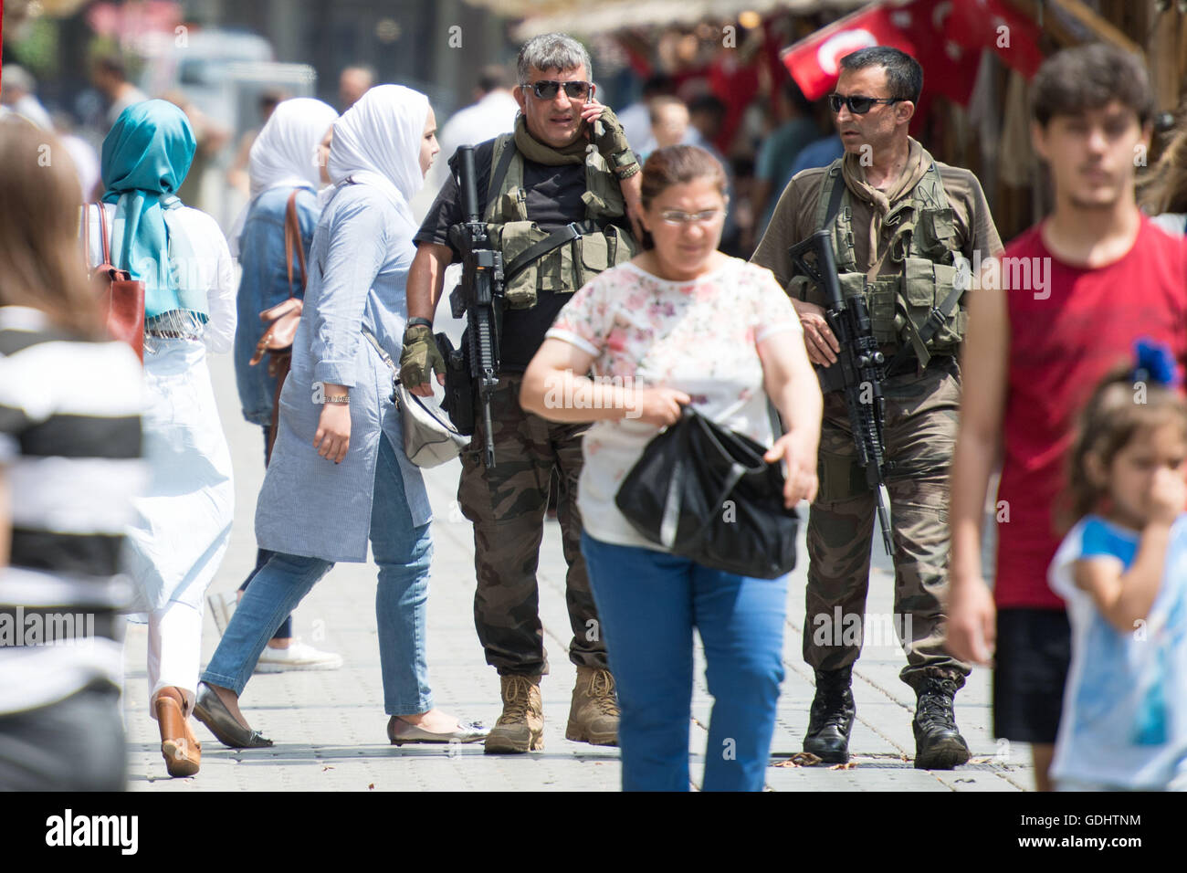 Istanbul, Turkey. 18th July, 2016. Special police officers patrol on a ...