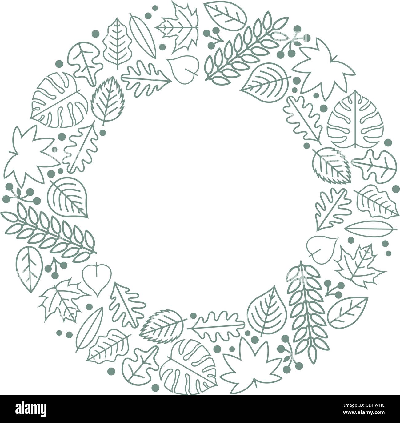 Vector texture and frame with various leaf icons Stock Vector Image ...