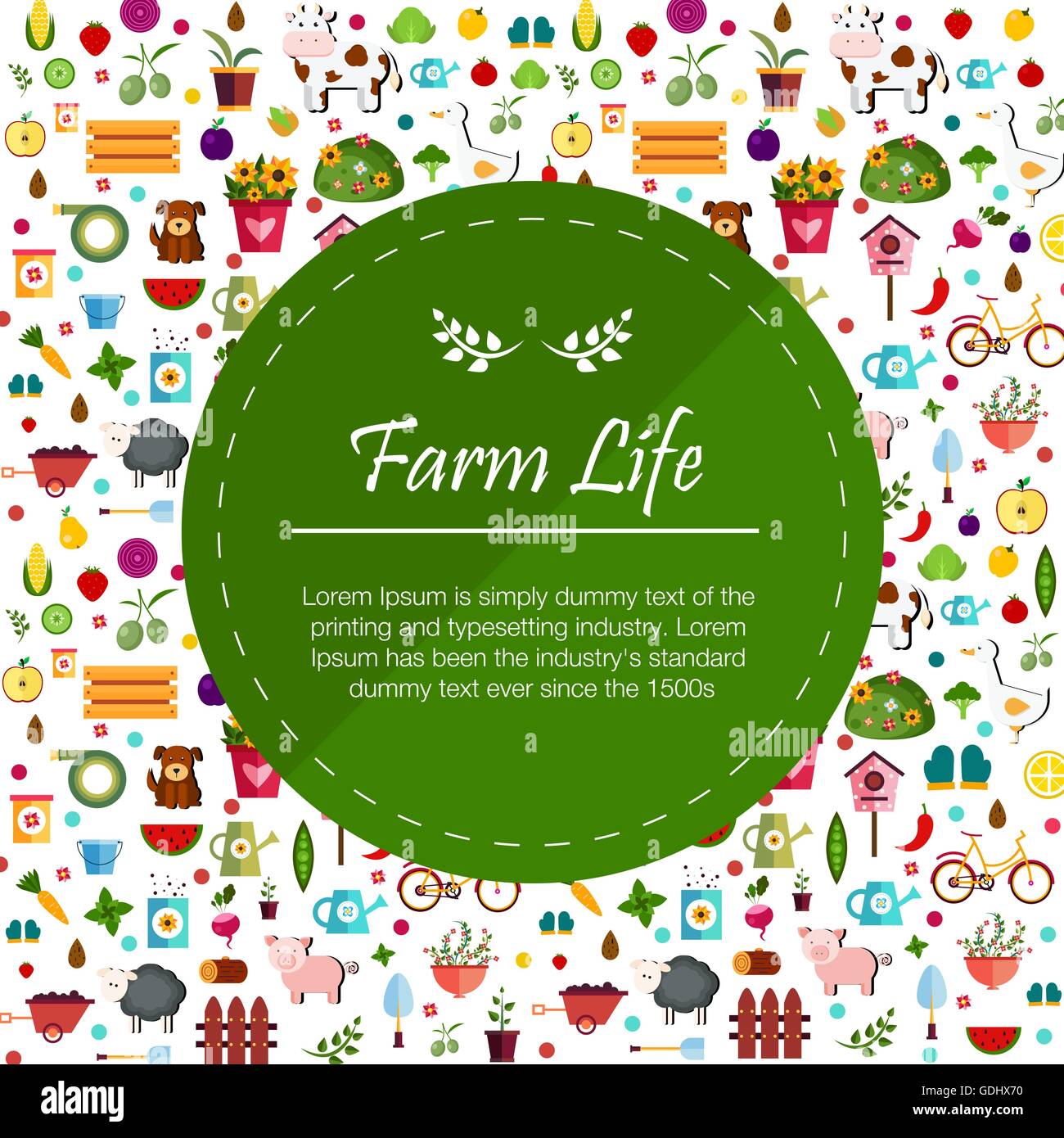 Farm flat banners depicting life in countryside animals isolated vector ...