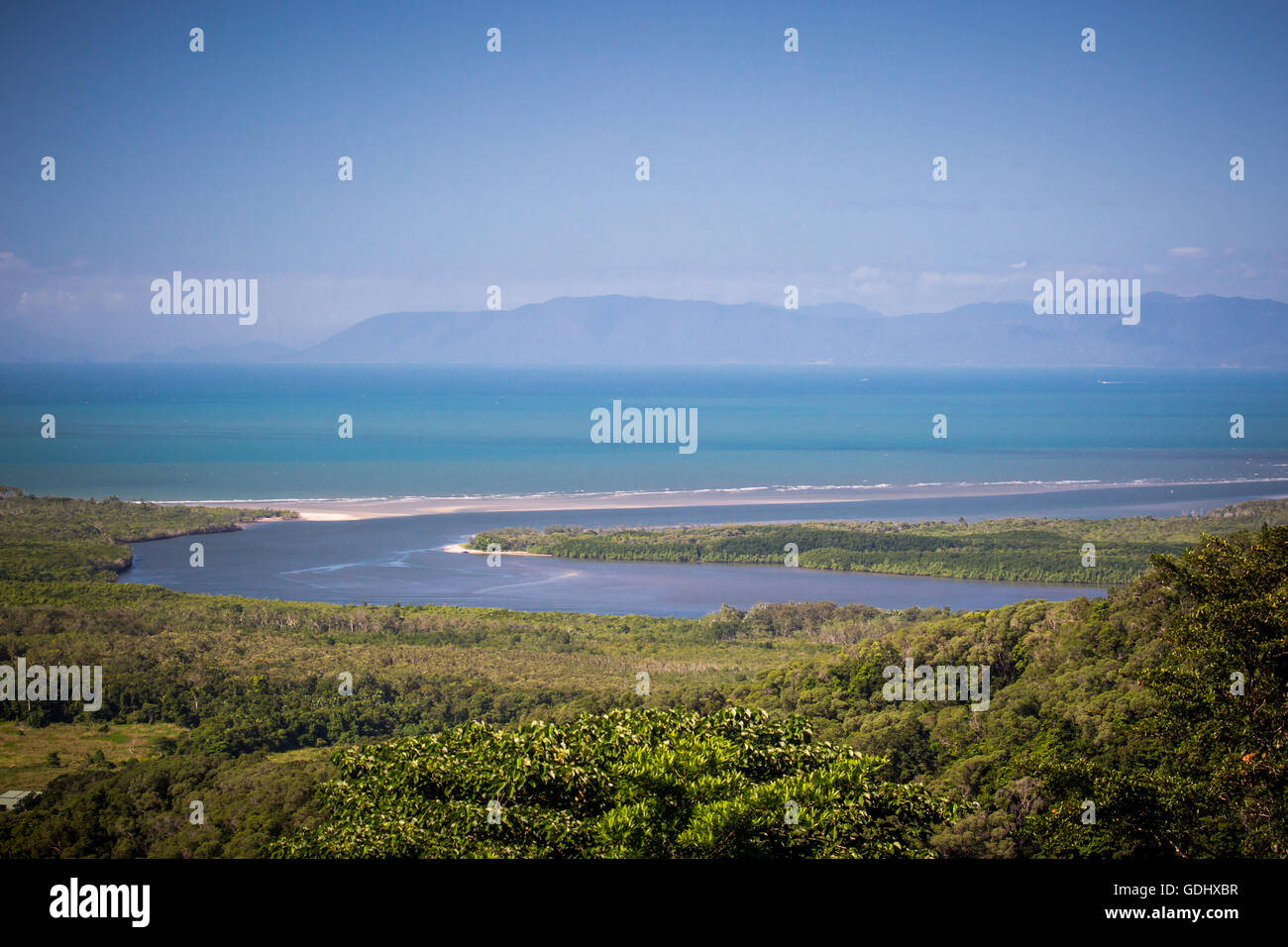 The view from Mount Alexandra lookout in the Daintree region towards ...