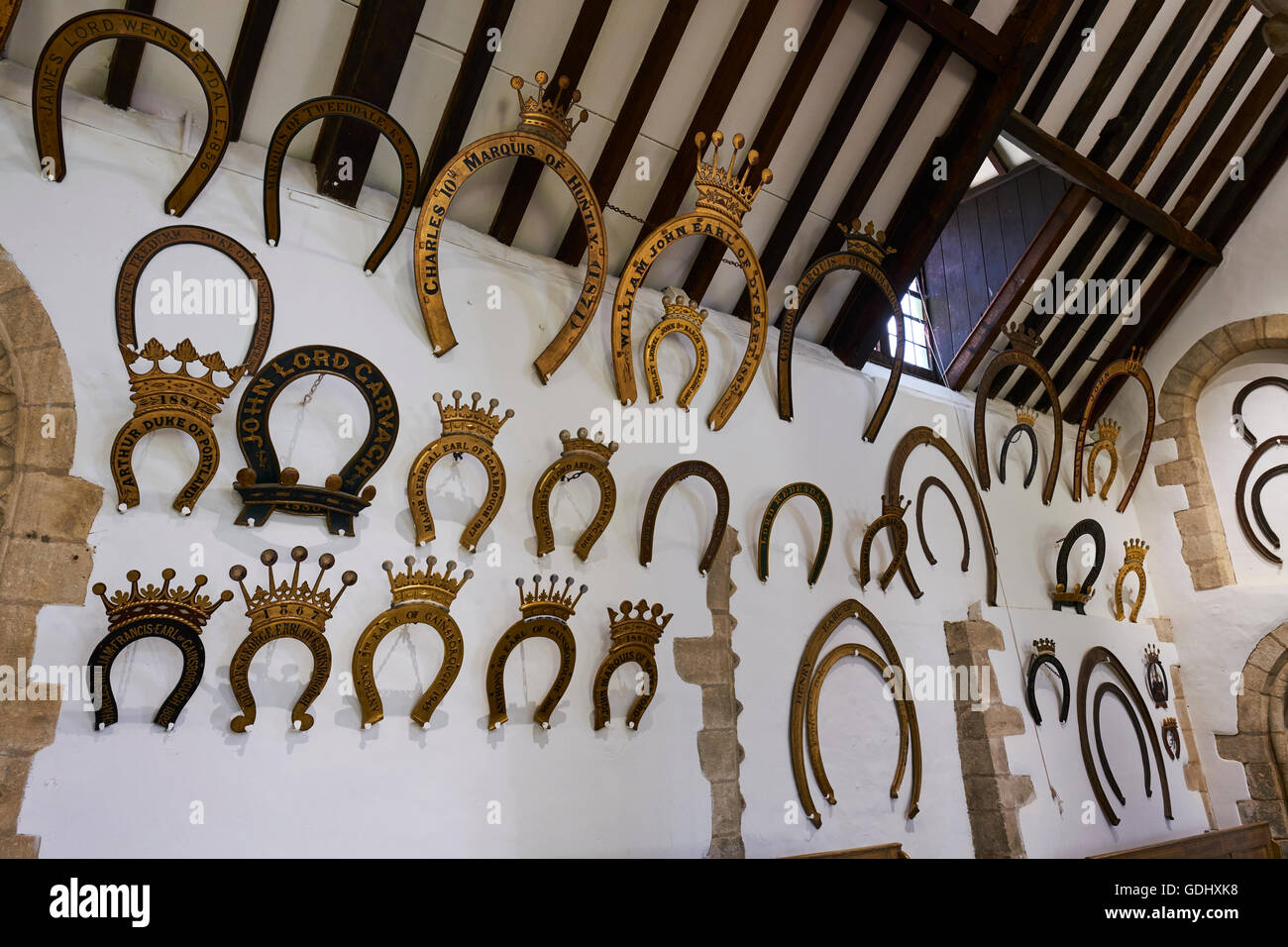 Interior Of The Great Hall Where Over 230 Horseshoes Hang On The Walls ...