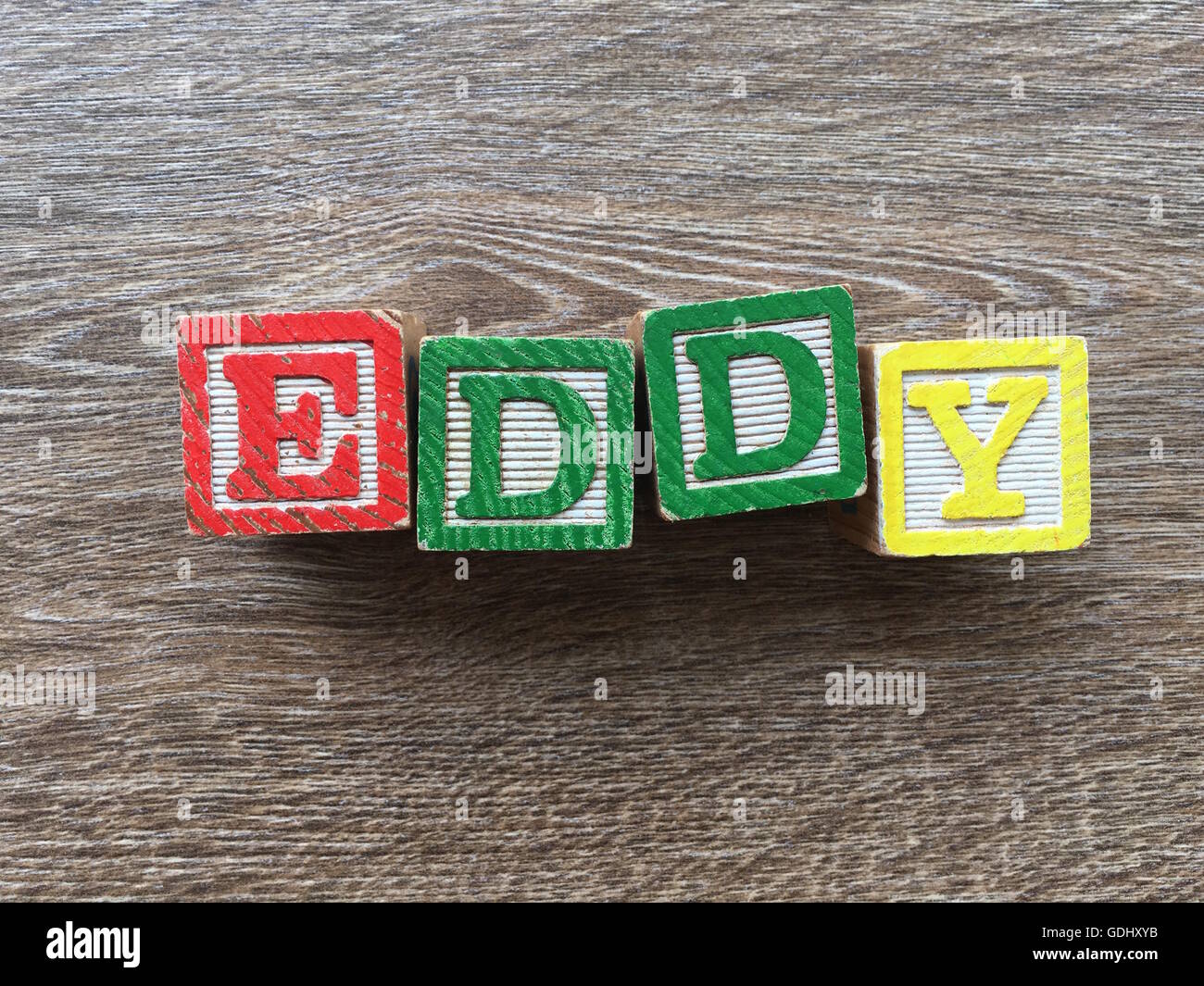 Eddy name written with wood block letter toys Stock Photo - Alamy