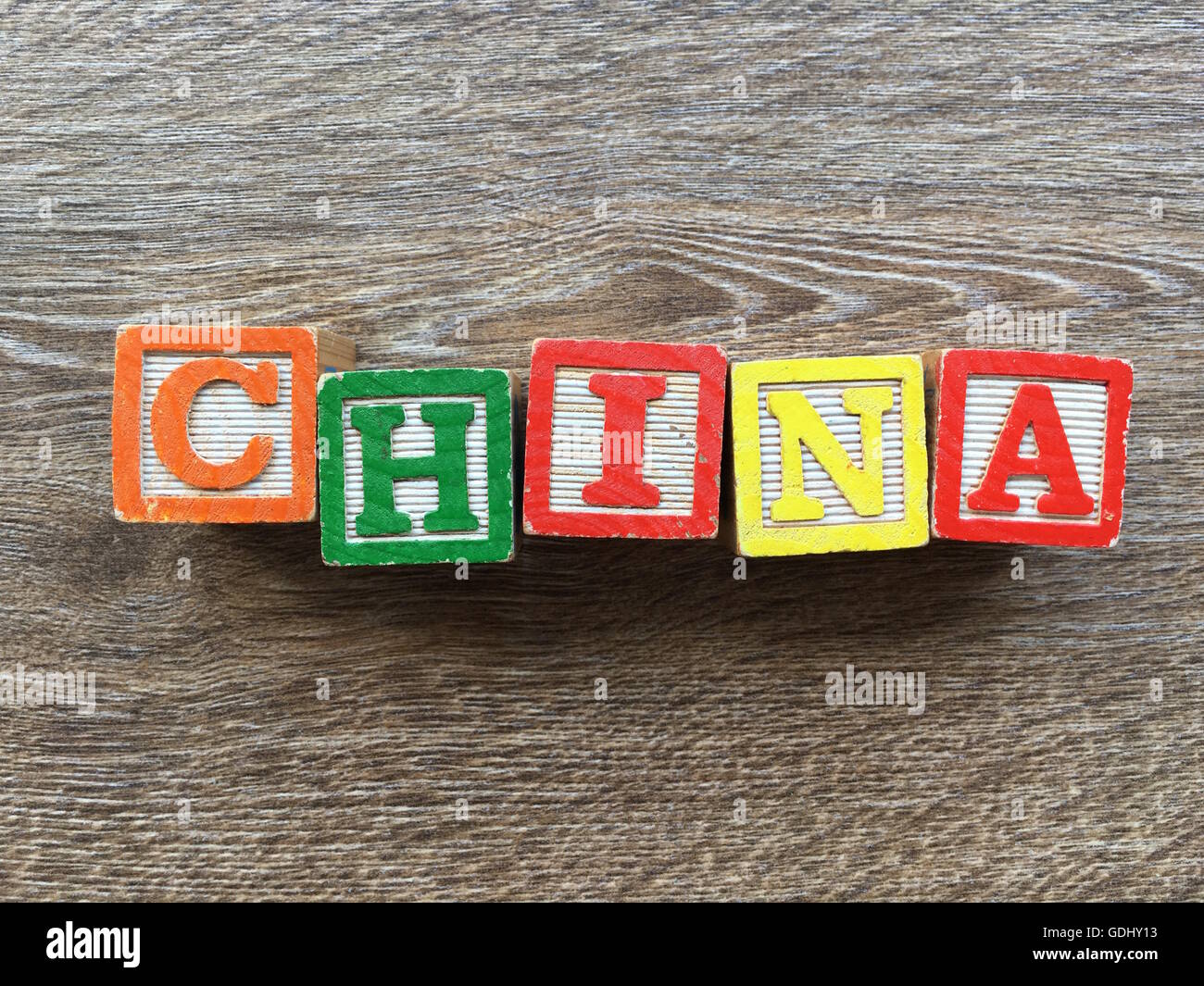 China word written with wood block letter toys Stock Photo - Alamy