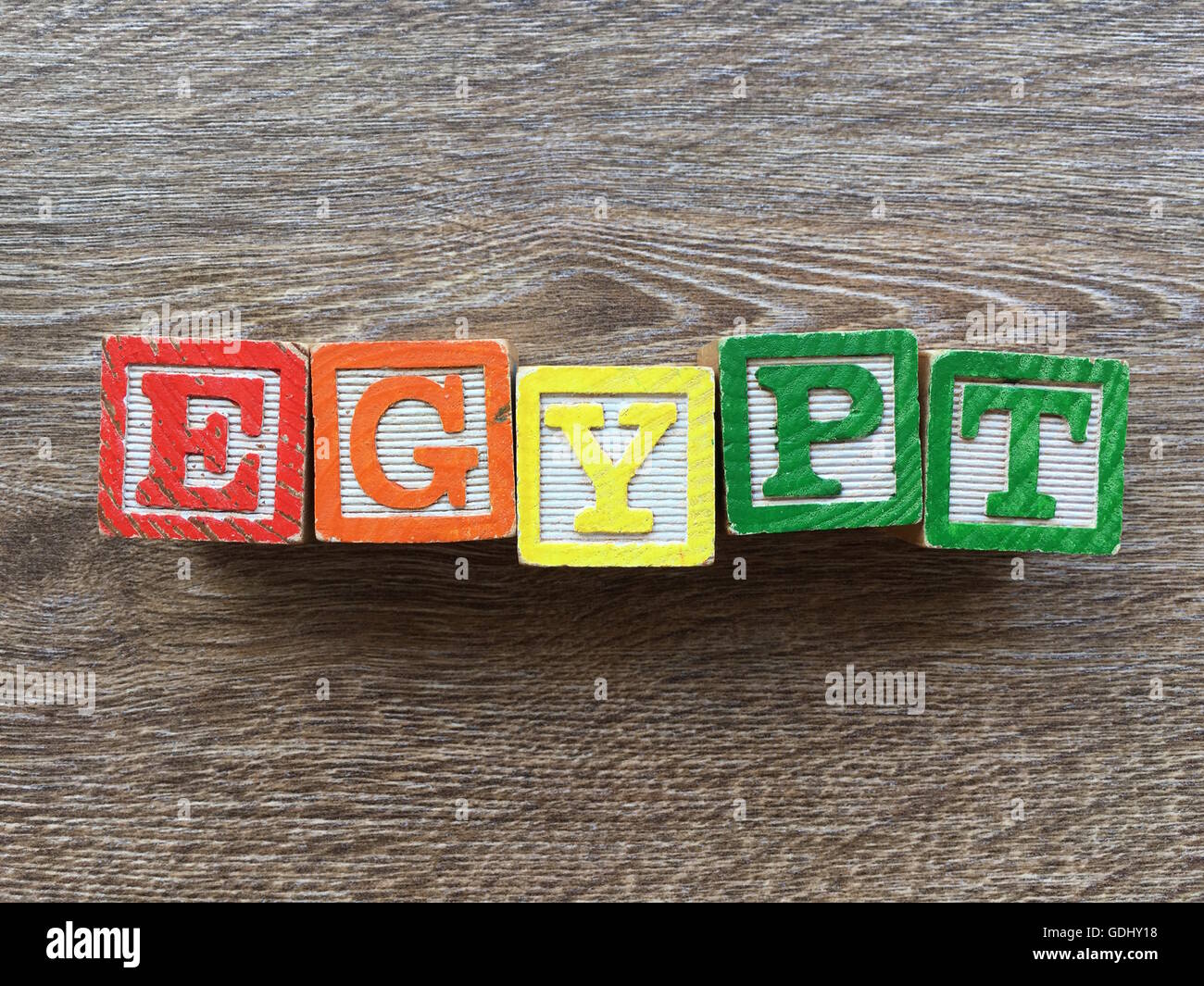 Egypt word written wood block hi-res stock photography and images - Alamy