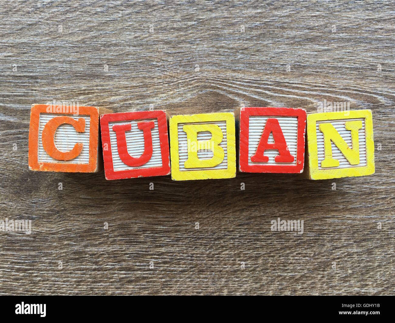 CUBAN word written with wood block letter toys Stock Photo - Alamy