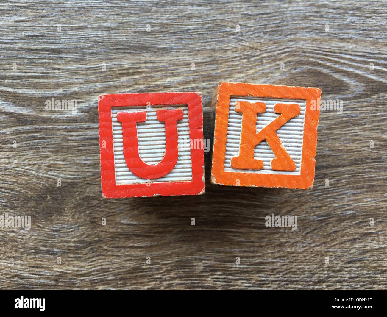 UK word written with wood block letter toys Stock Photo - Alamy